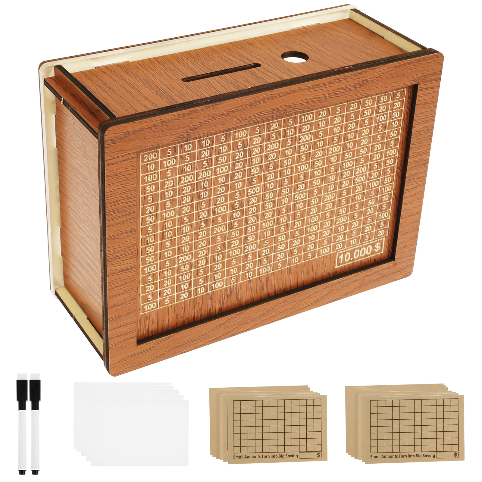 Threns Wood Money Box,Money Saving Box,Cash Piggy Bank Rectangular ...