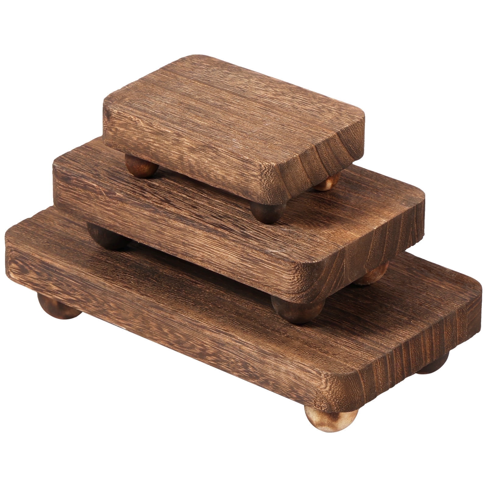 Lzvxtym Wood Risers for Decor Display,3 Pcs Wood Tray Pedestal Stand ...