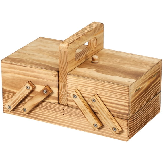 Threns Wood Sewing Basket with Handle Expandable Sewing Box Without ...