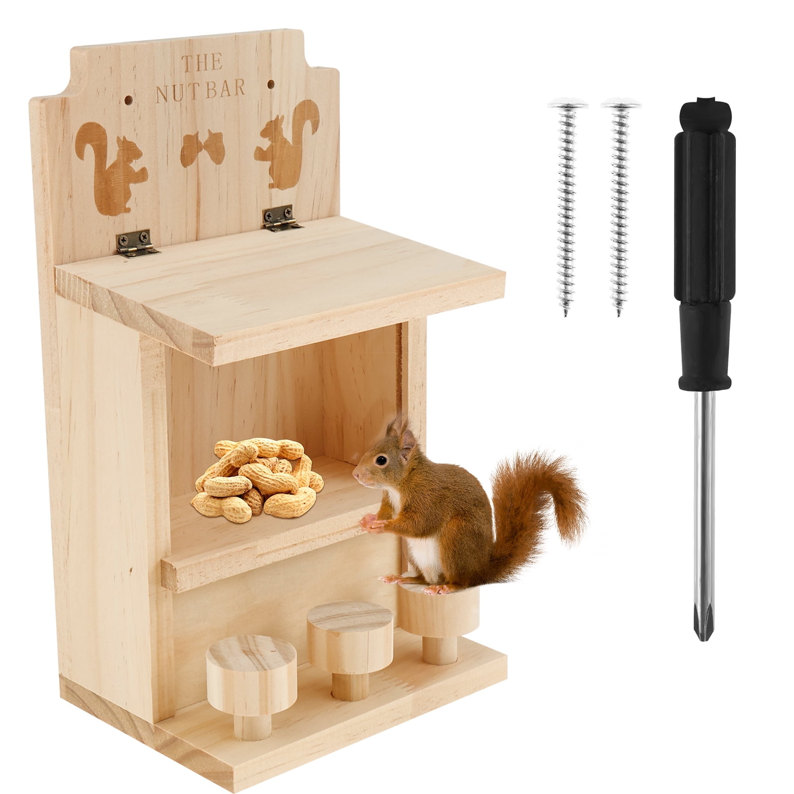Threns Wooden Squirrel Feeder Enduring Squirrel Feeders Sturdy Squirre ...