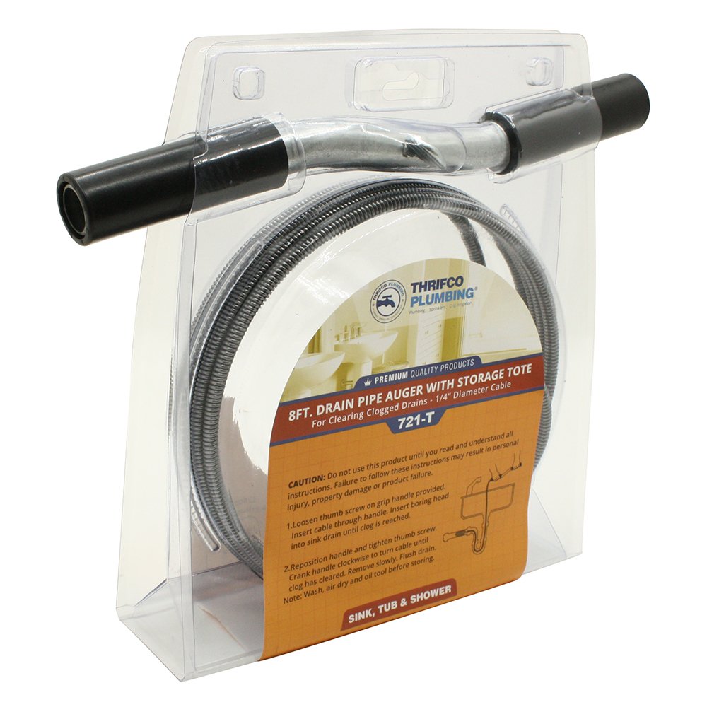 Thrifco 4400721 1/4 in. x 8 ft. Cable Drain Pipe Auger with Speed-Grip ...