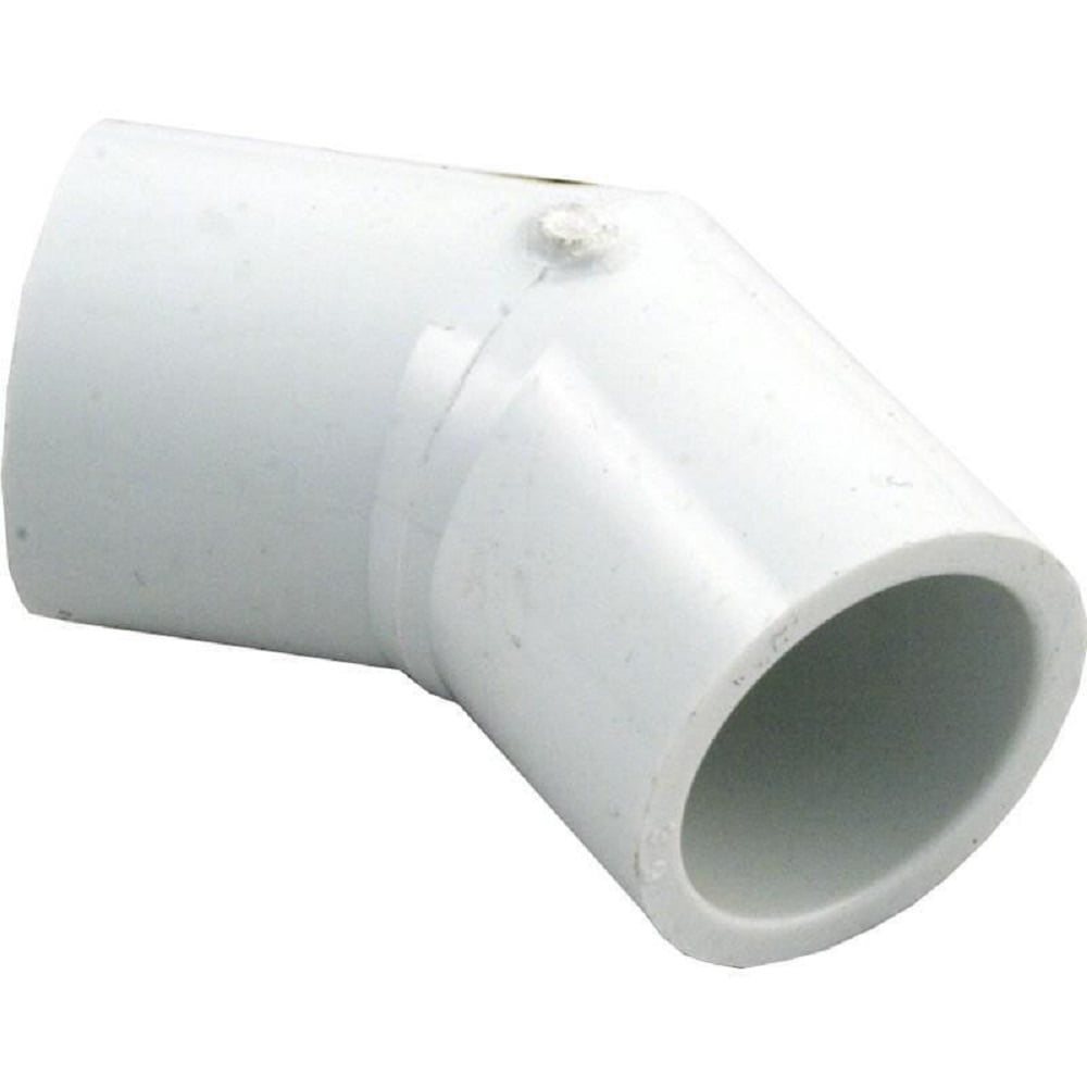 Dura 45 Degree Elbow Pipe Fitting Schedule 40 Slip x Slip PVC White 3/4 ...
