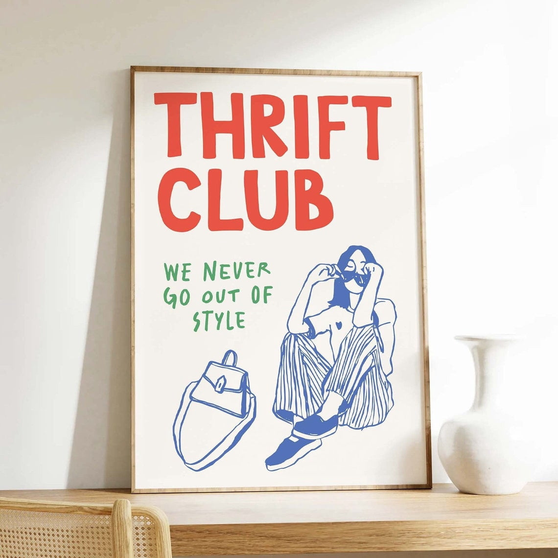 Thrift Club Poster Cute Thrifting Decor Trendy Fashion Lover Wall Art ...