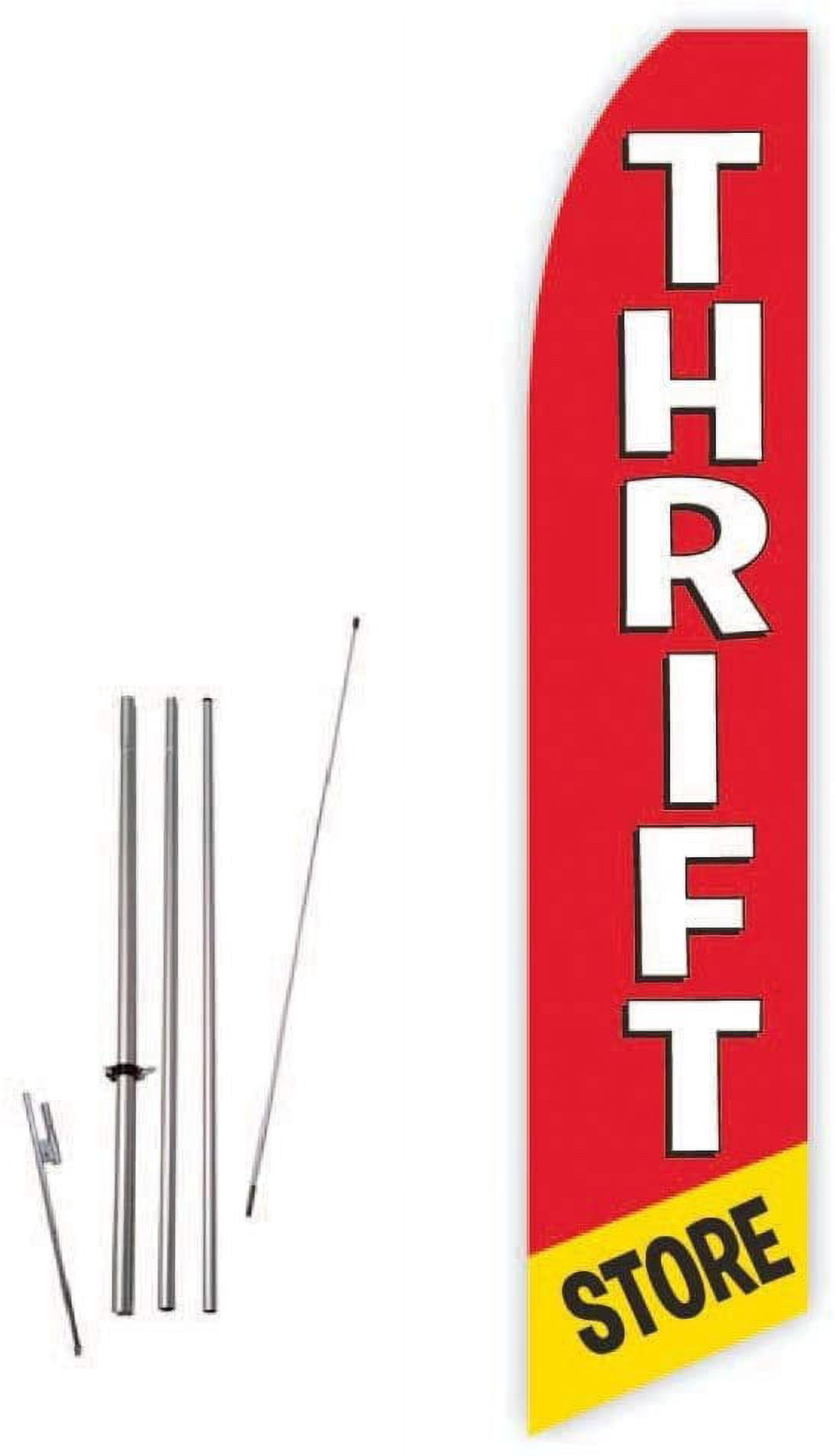 Thrift Store Red Super Novo Feather Flag - Complete with 15ft Pole Set ...