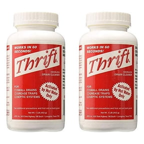 Thrift Drain Cleaner 1 lb, Non-Acid Formula, Dissolves Grease and Hair ...