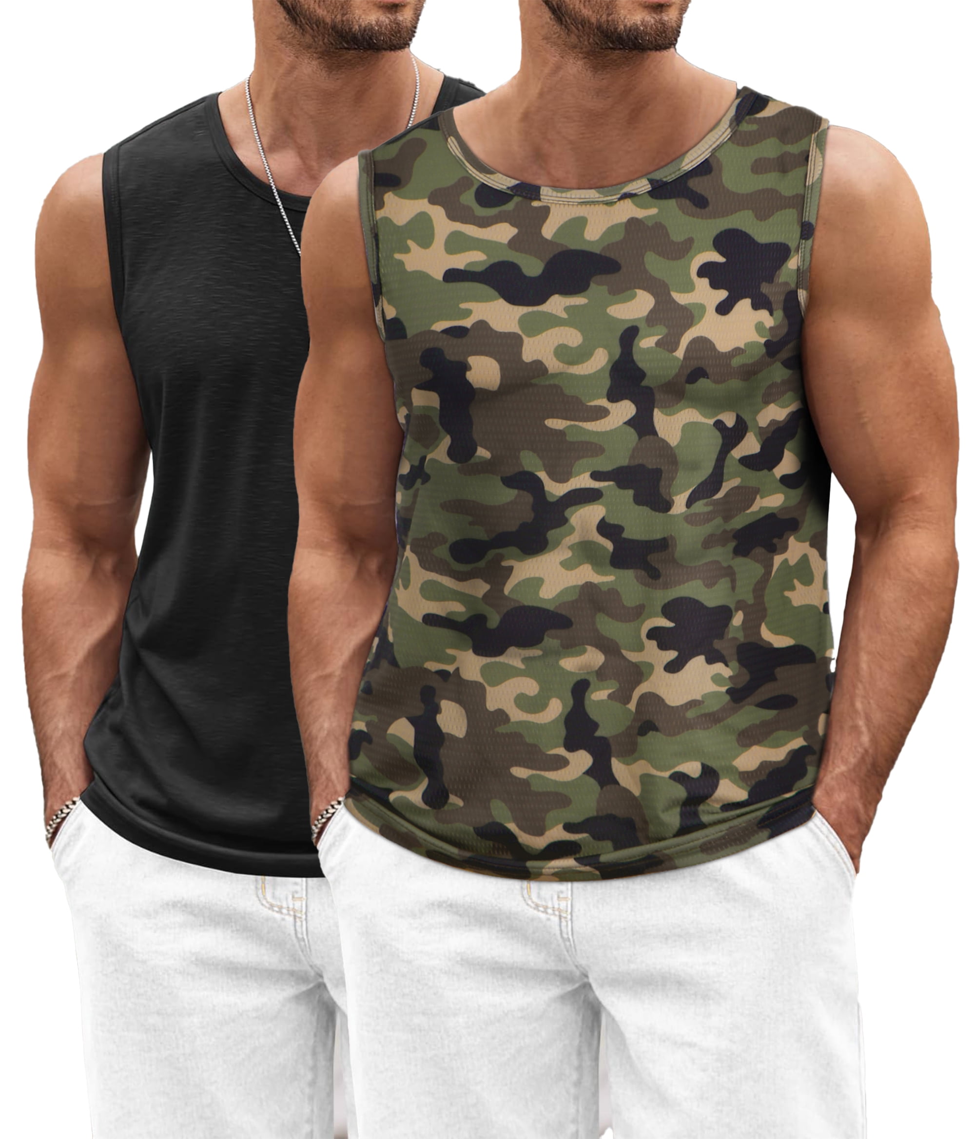 Thrilos 2 Pack Mens Quick Dry Camo Tank Tops Moisture Wicking ...