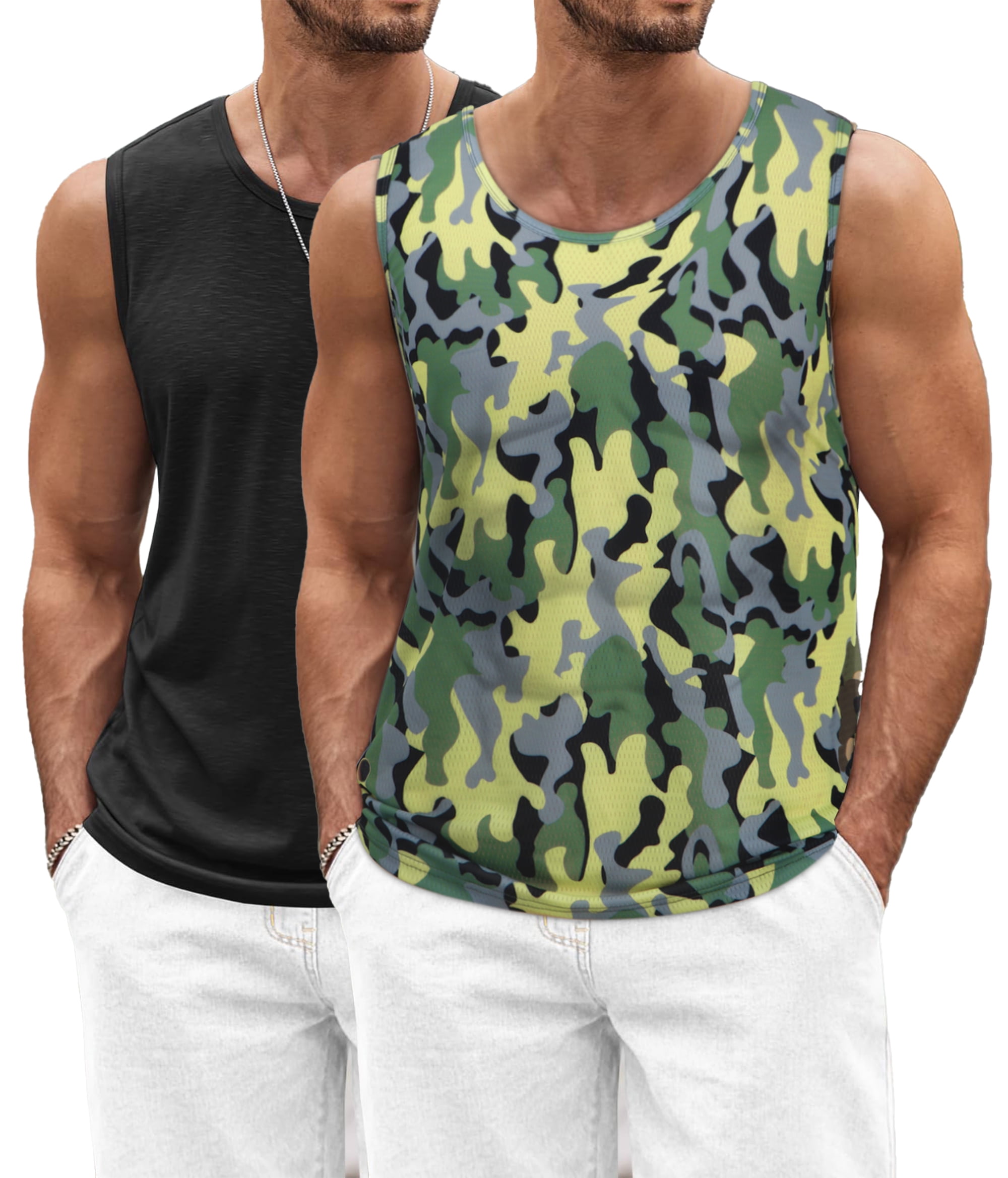 Thrilos 2 Pack Mens Quick Dry Camo Tank Tops Moisture Wicking ...