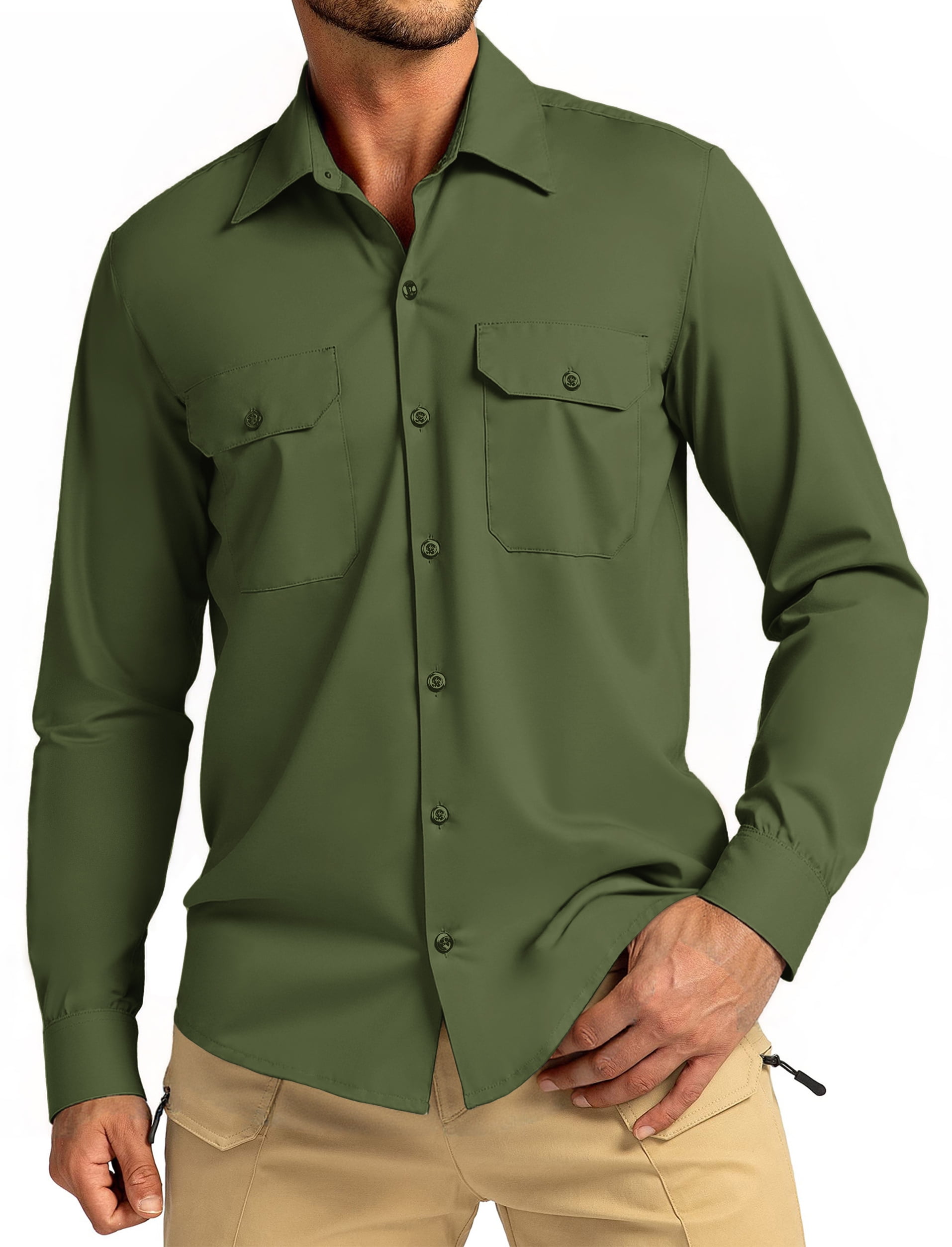 Thrilos Mens Long Sleeve Work Shirts Casual Button Up Shirts Quick Dry ...