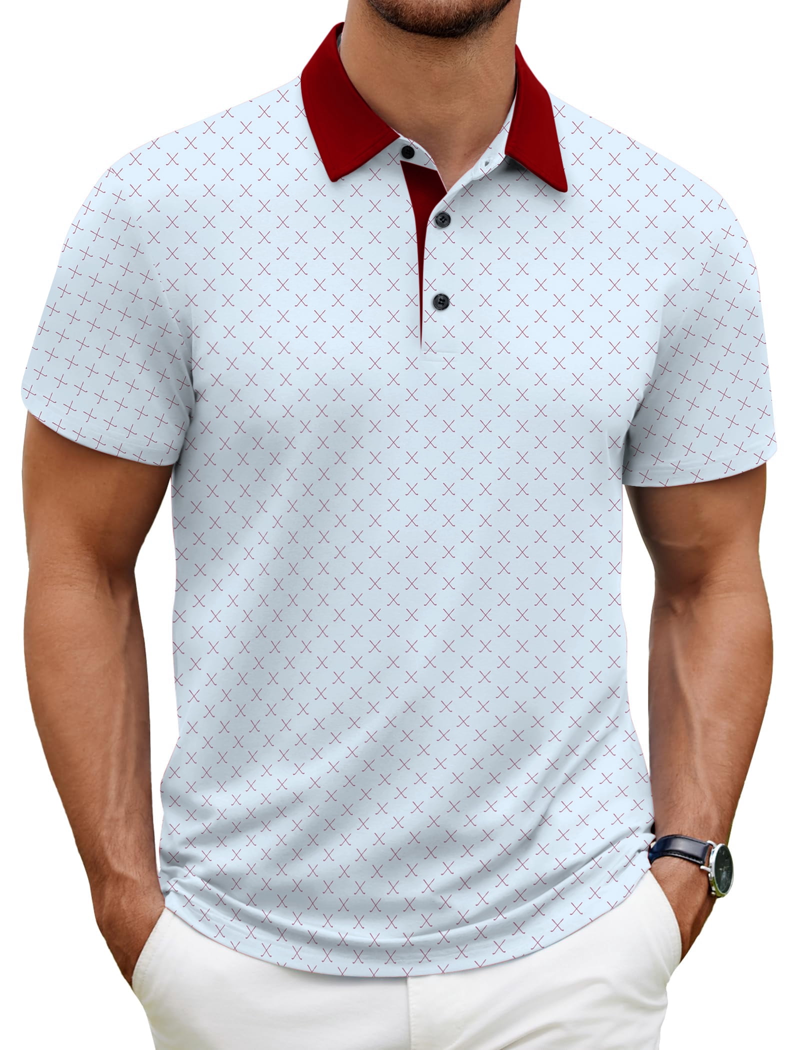 Thrilos Mens Shirts Casual Short Sleeve Golf Polo Shirts Print ...