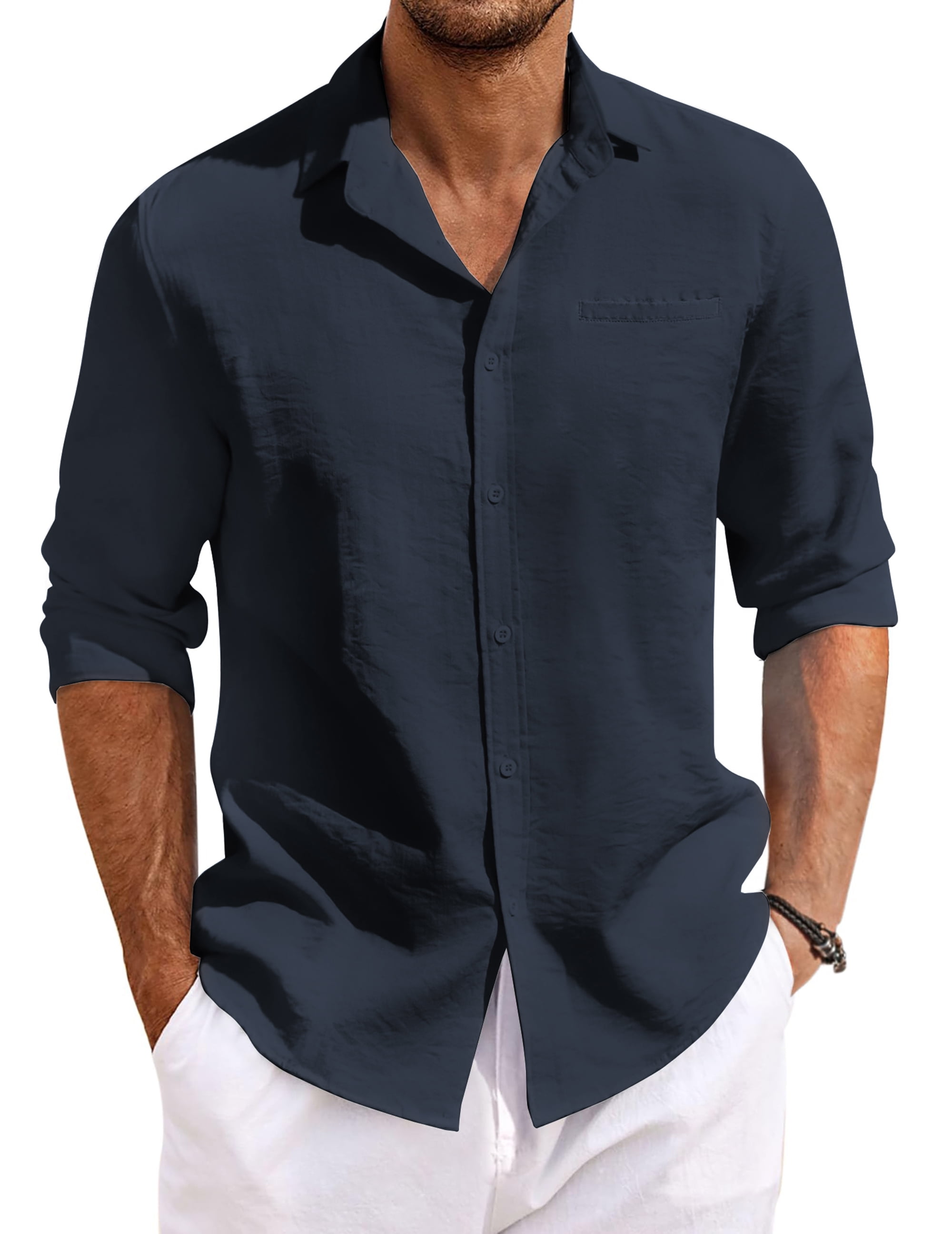 Thrilos Men Dress Shirts Long Sleeve Button Up Shirt Casual Regular Fit ...