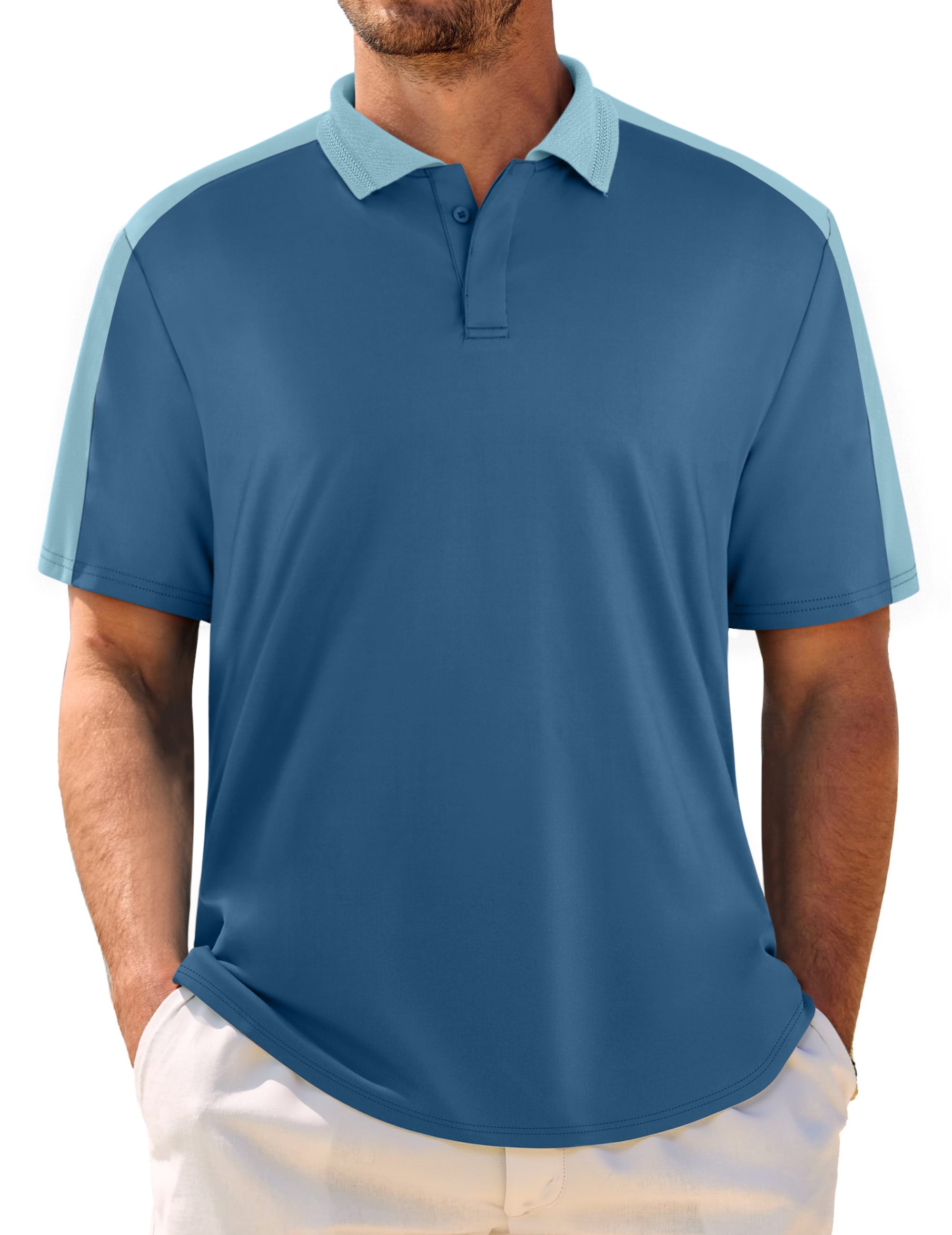 Thrilos Mens Short Sleeve Color Block Golf Shirts Moisture Wicking ...