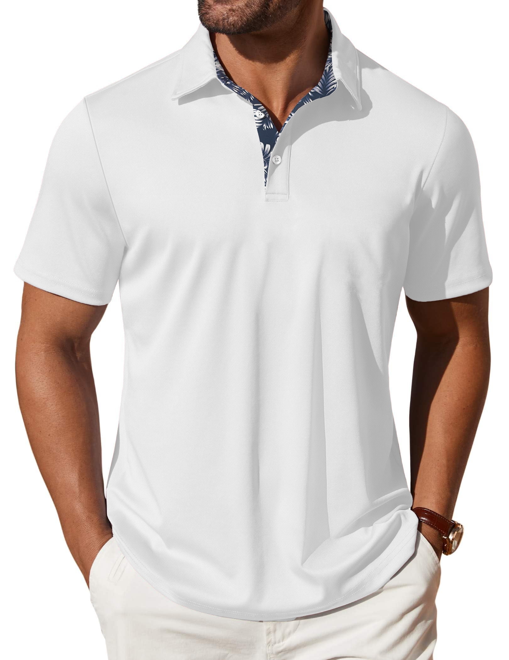 Thrilos Polo Shirts for Men, Short Sleeve Dry Fit, Printed Collar Golf ...