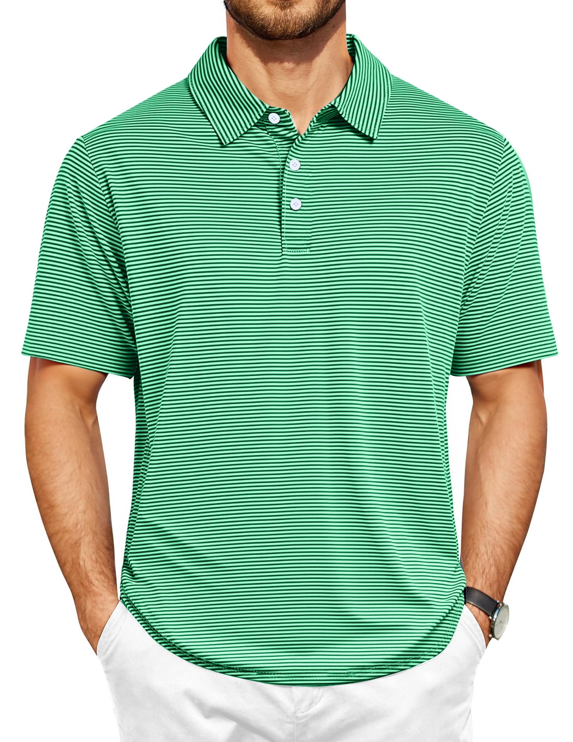 Thrilos Striped Golf Polo Shirts for Men Short Sleeve Performance Polo ...