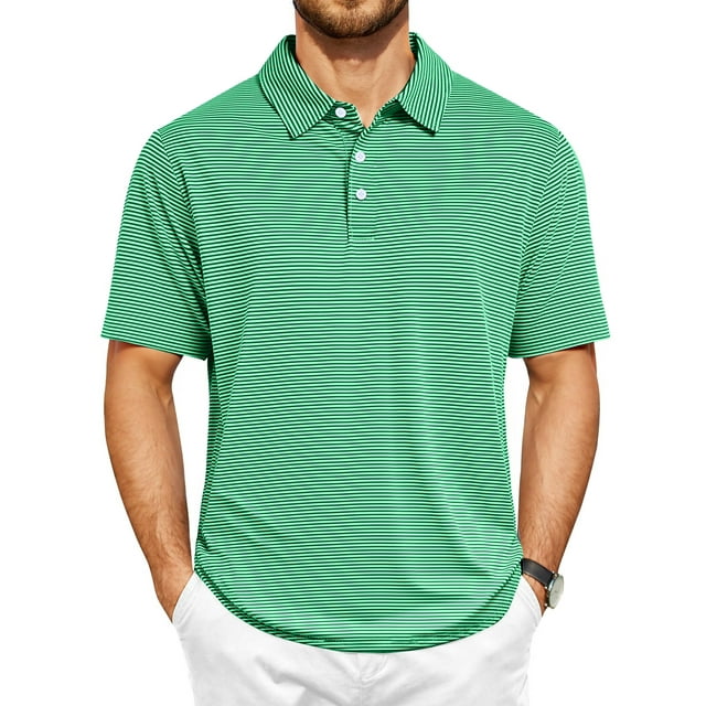 Thrilos Striped Golf Polo Shirts for Men Short Sleeve Performance Polo ...