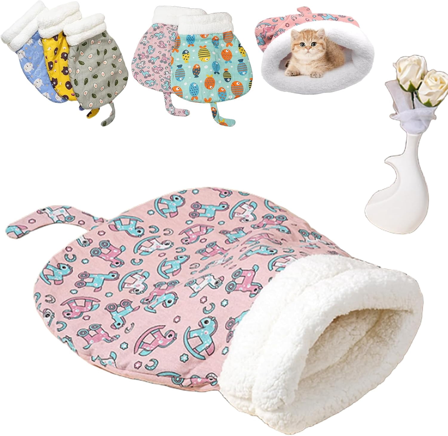 Thrivenget Cozy Pet Nest for Cats and Dogs,Soft Cat Dog Sleeping Bag ...