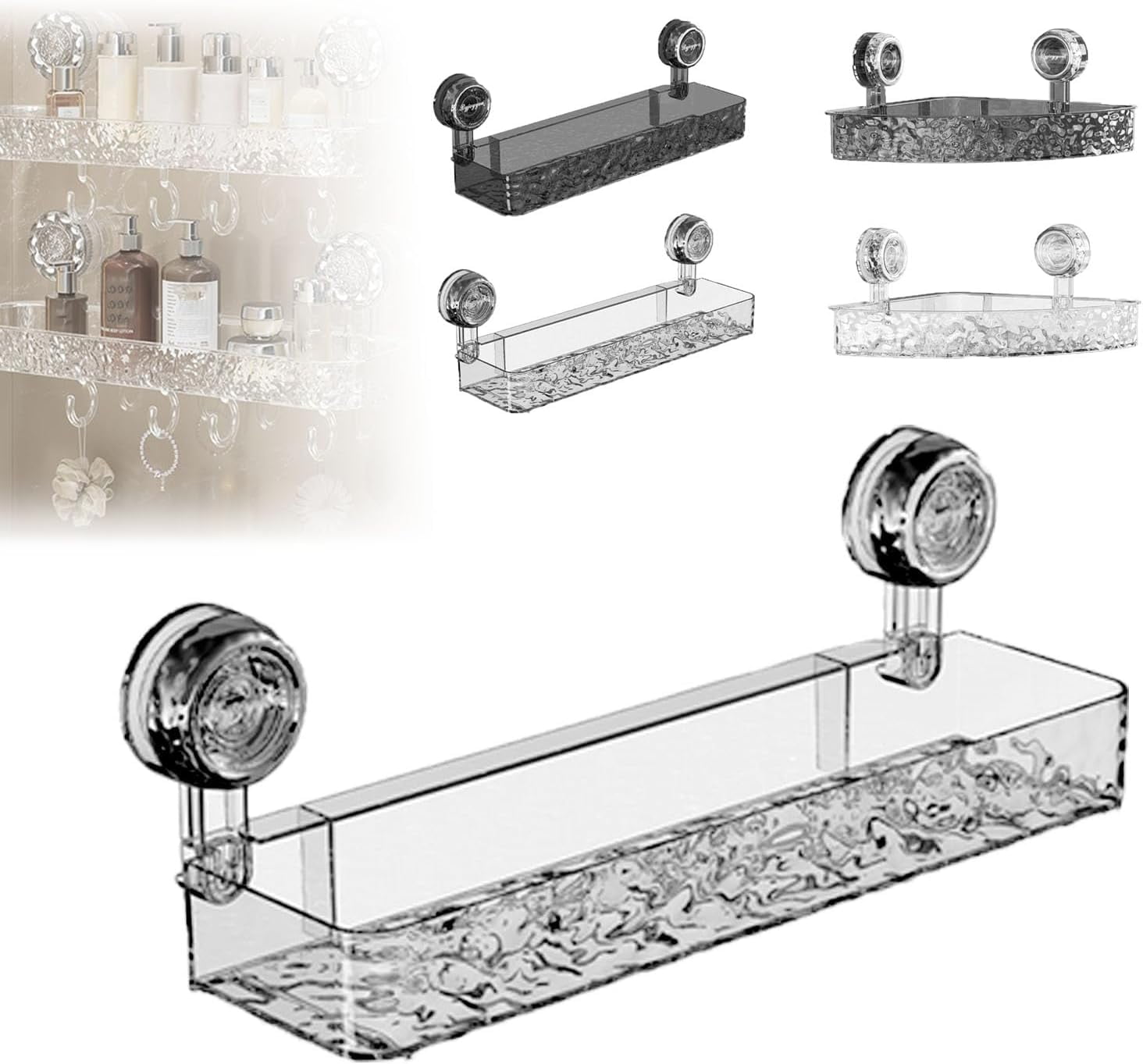 Thrivenget Shower Shelf, Movable Shower Shelf Suction Cup, Rack Shelfs ...