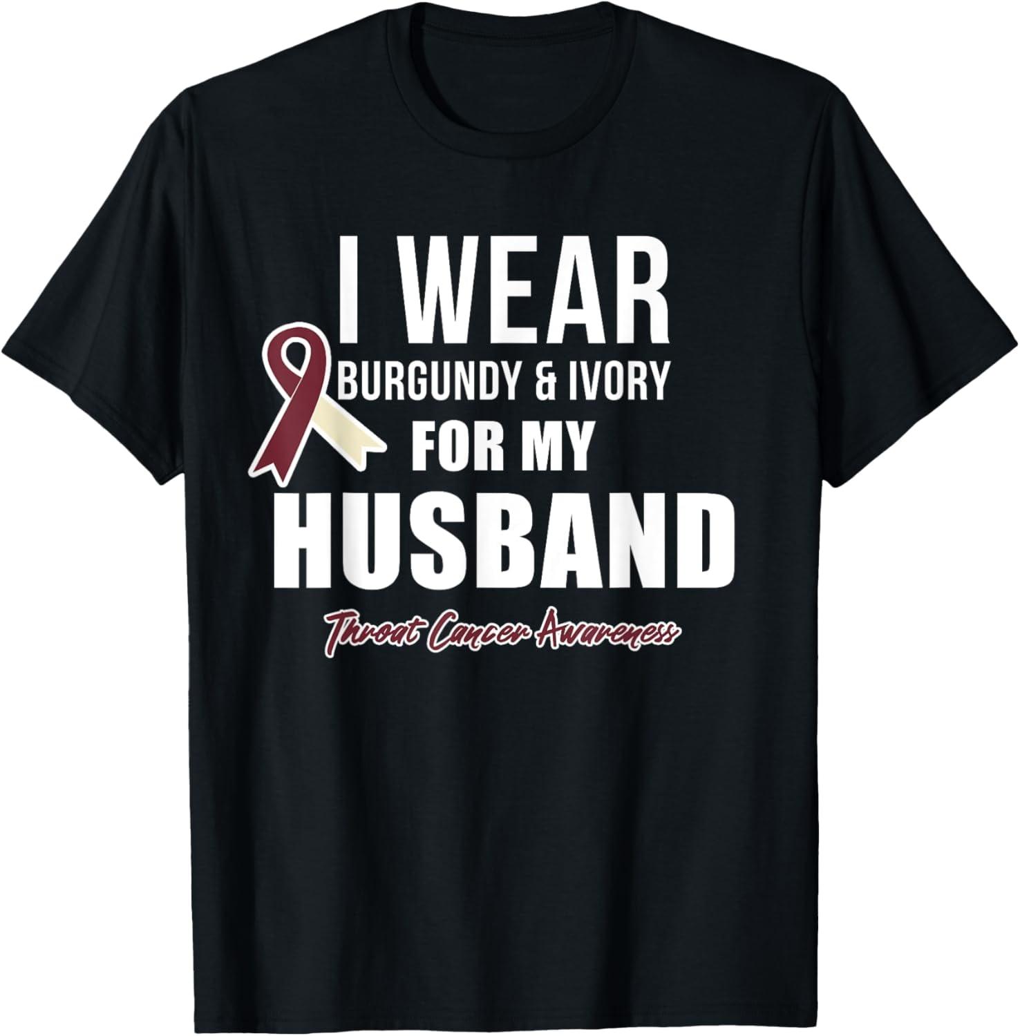 t-shirt Throat Cancer Awareness Ribbon for my Husband T-Shirt mens ...