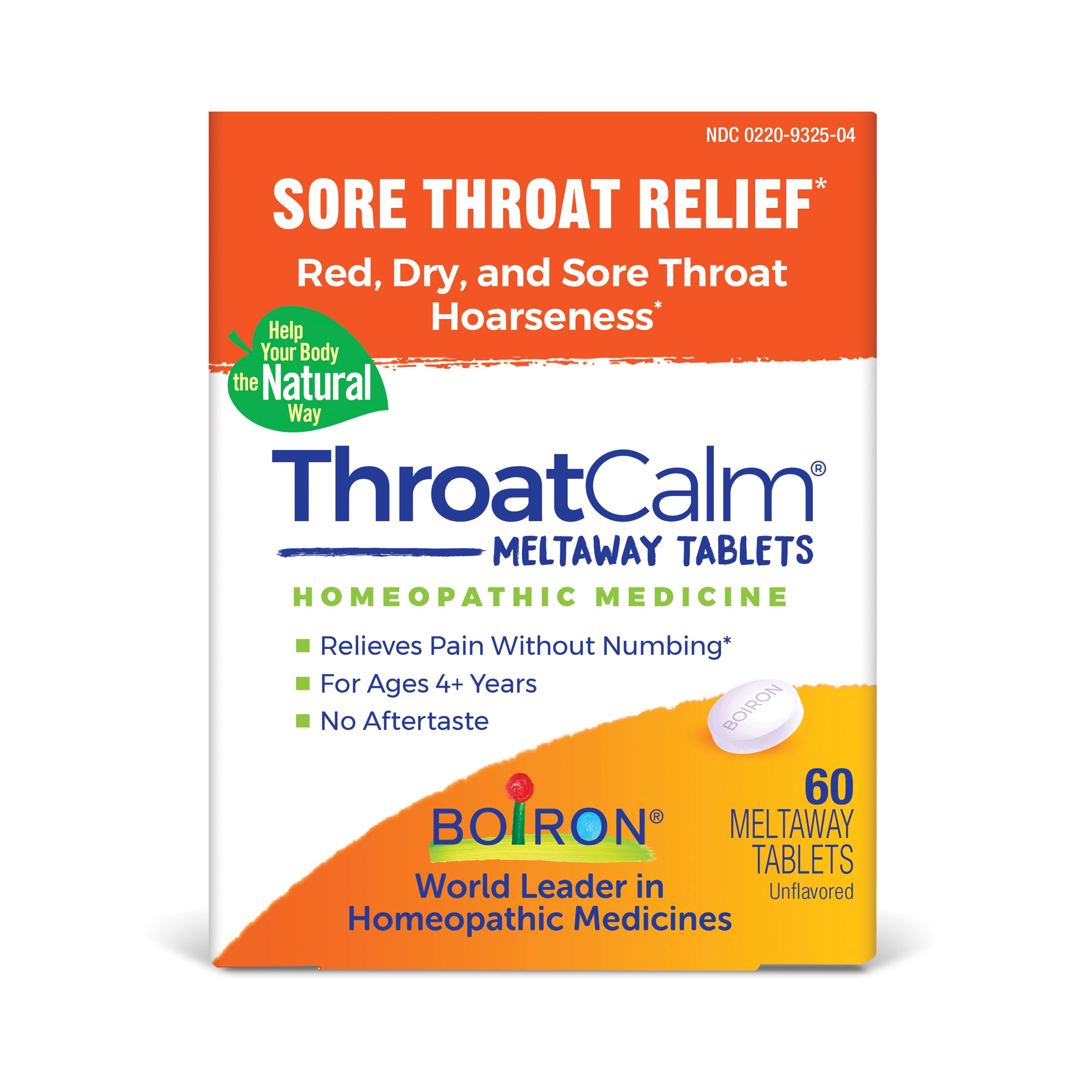 Boiron ThroatCalm Tablets, Homeopathic Medicine for Sore Throat Relief ...