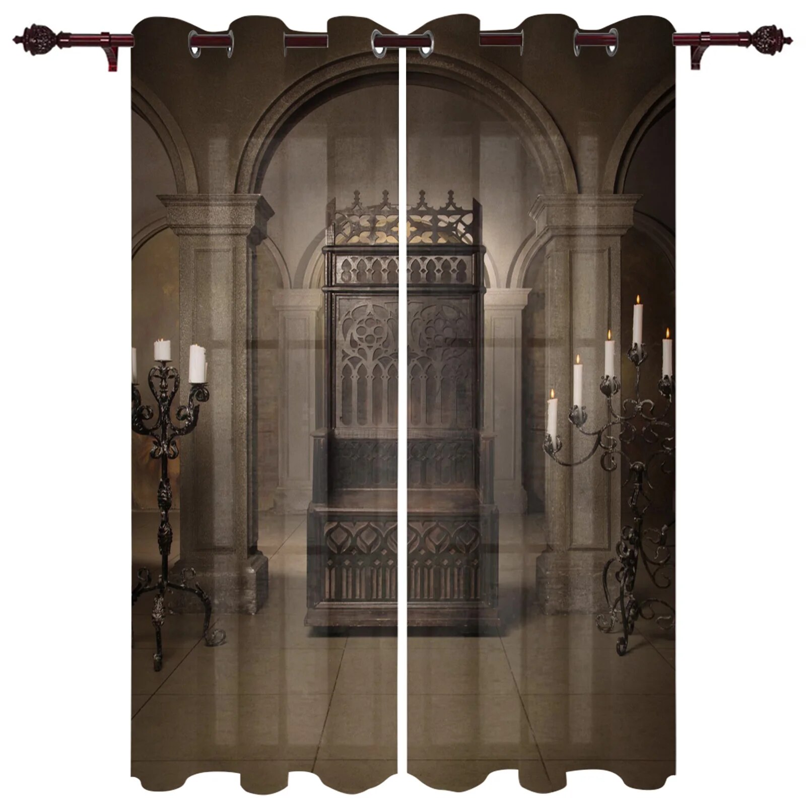 Throne Castle Candle Retro Kitchen Curtain Kids Bedroom Living Room ...