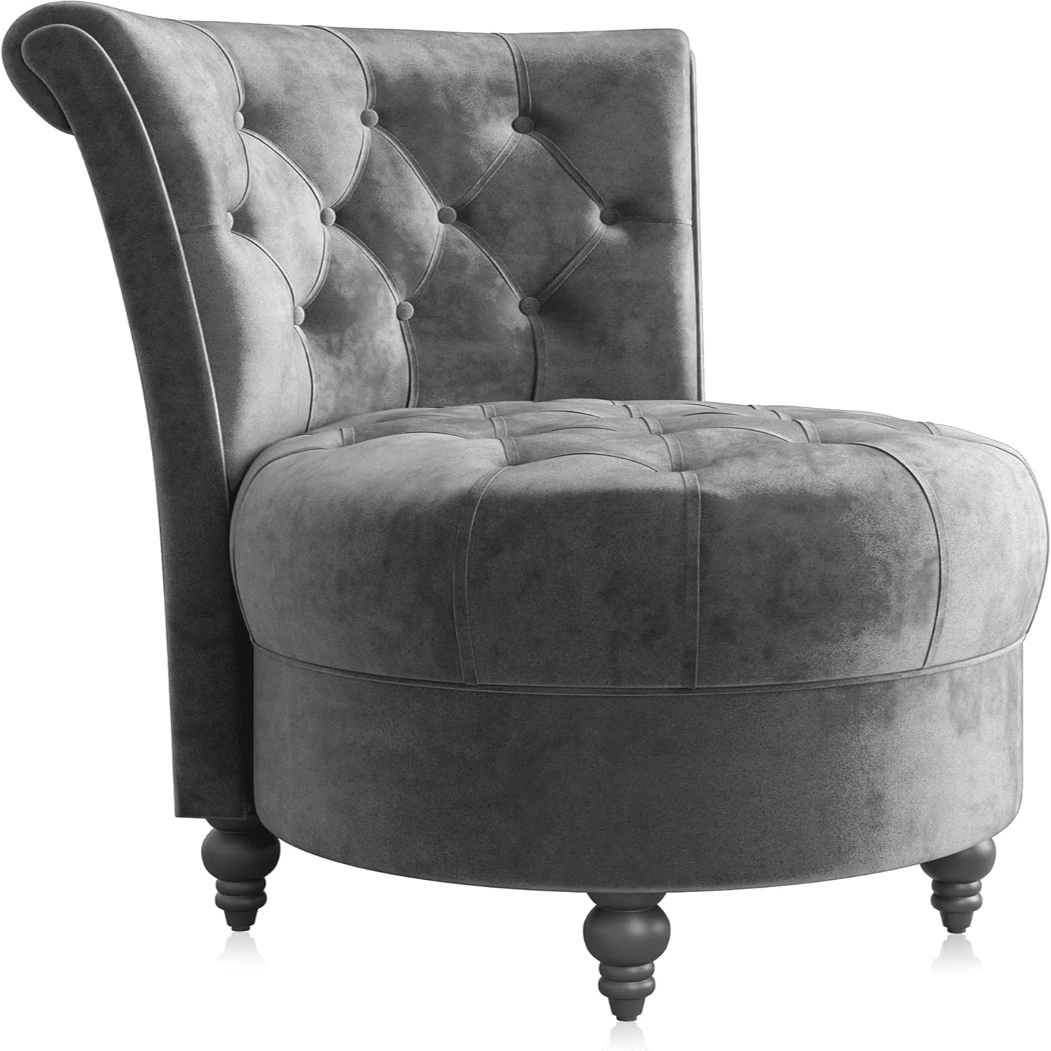Throne Chair Button-Tufted Accent Chair Upholstered Velvet Chair Low ...