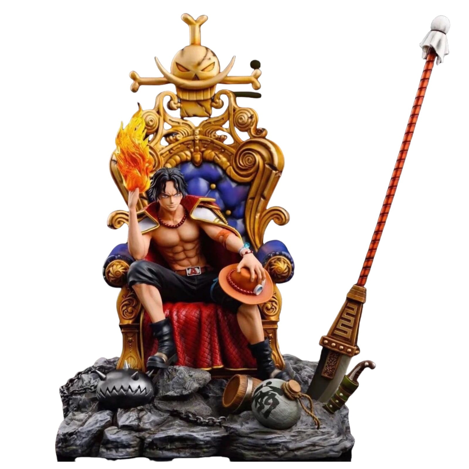 Throne Portgas·D· Ace Figure PVC Anime Character Models Figurines ...