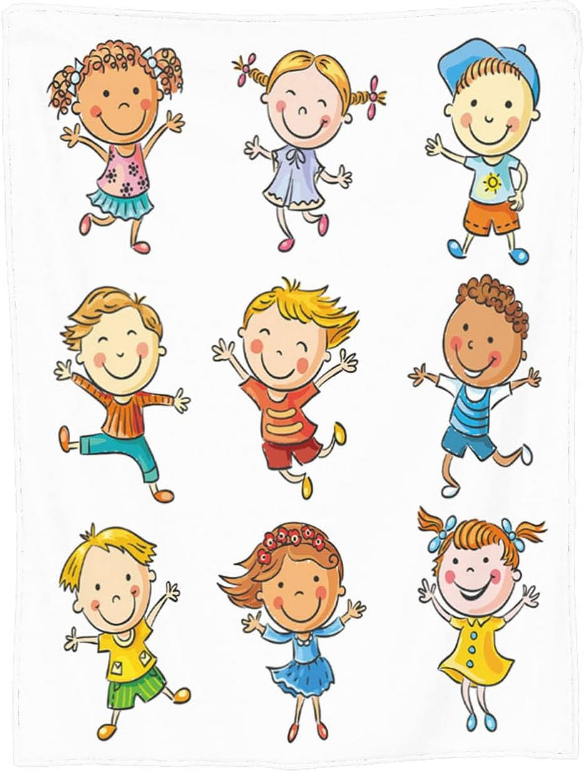 Throw Blanket 40x50 Inch,Cartoon Character Boy Happy Flannel Soft Cozy ...