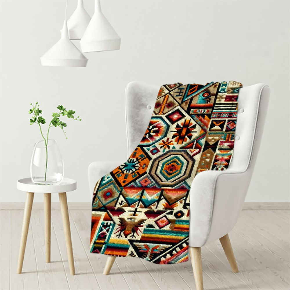 Throw Blanket African Tribal Geometry Fleece Blanket,Southwestern ...