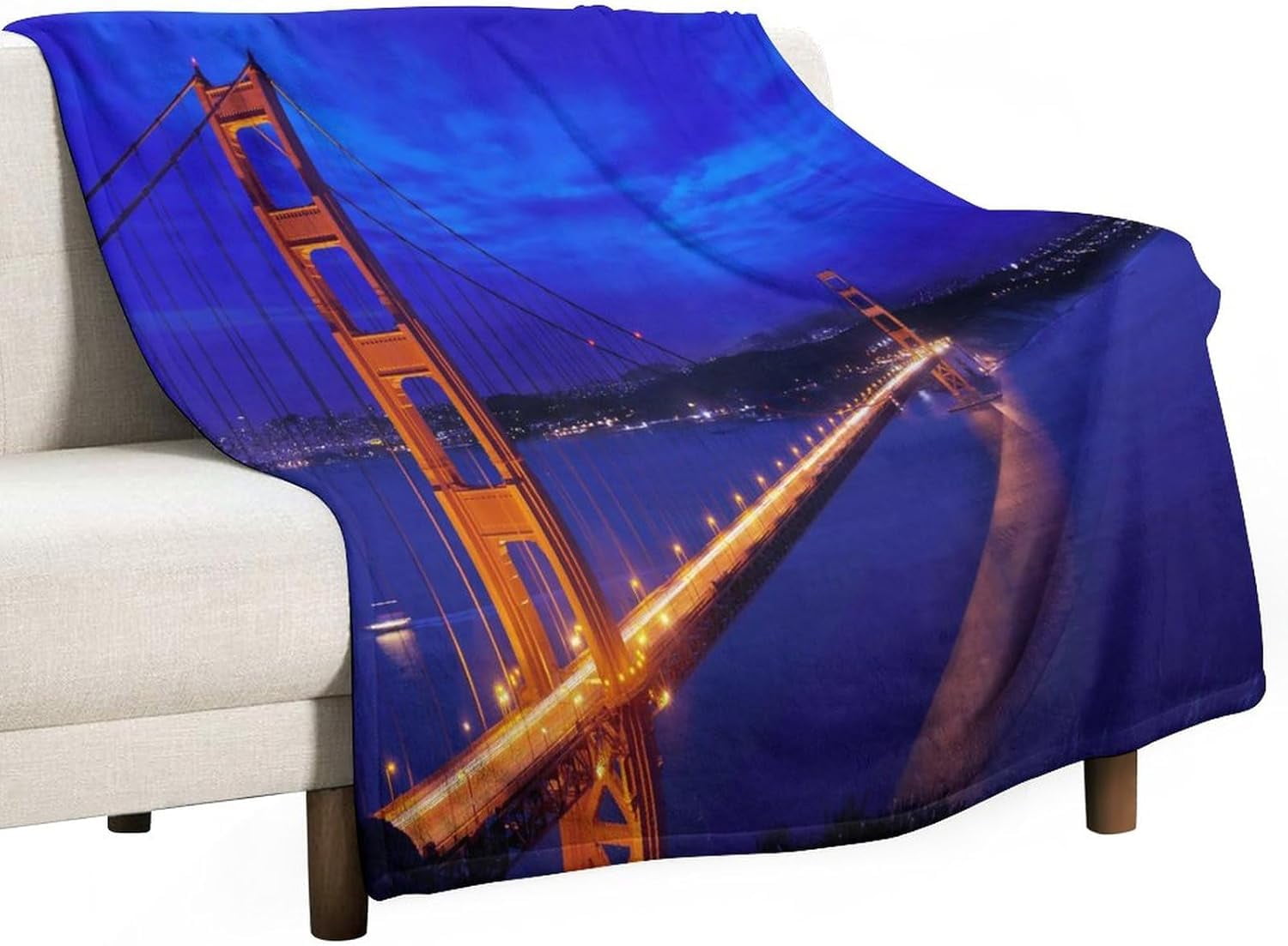 Throw Blanket - Beautiful Golden Gate Bridge at Night Blanket Soft ...