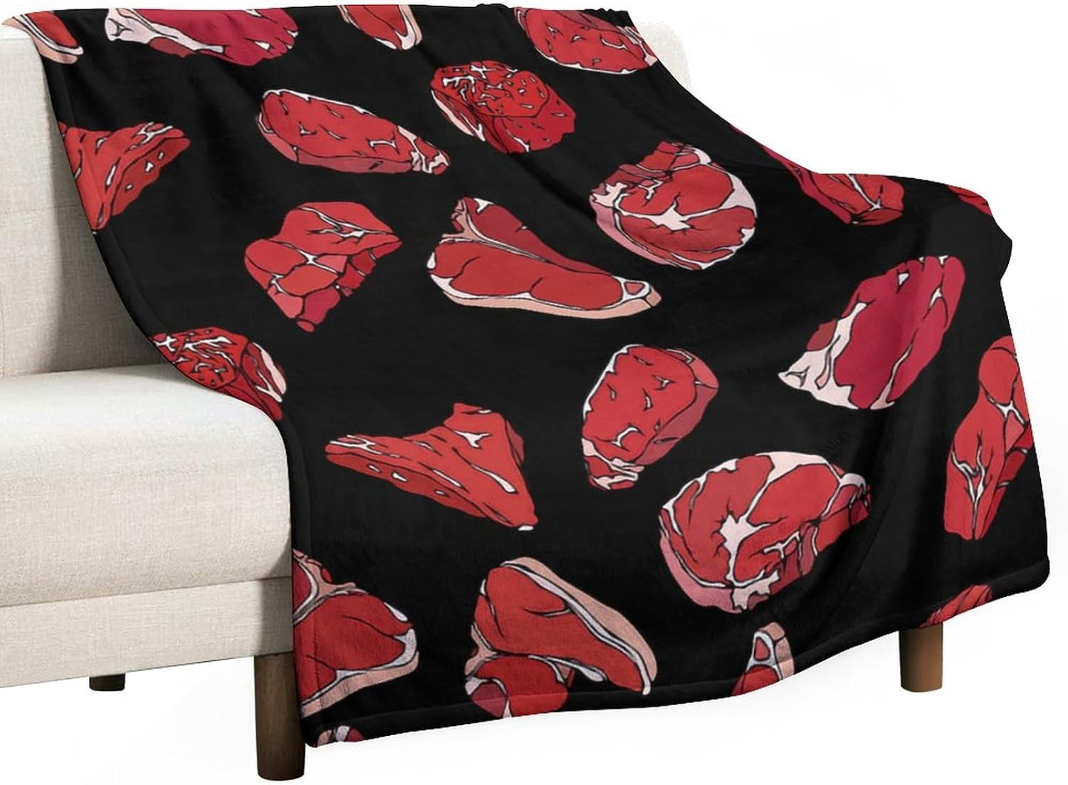 Throw Blanket - Beef Steaks Meat Cuts Chalk Boar1 Blanket Soft Flannel ...