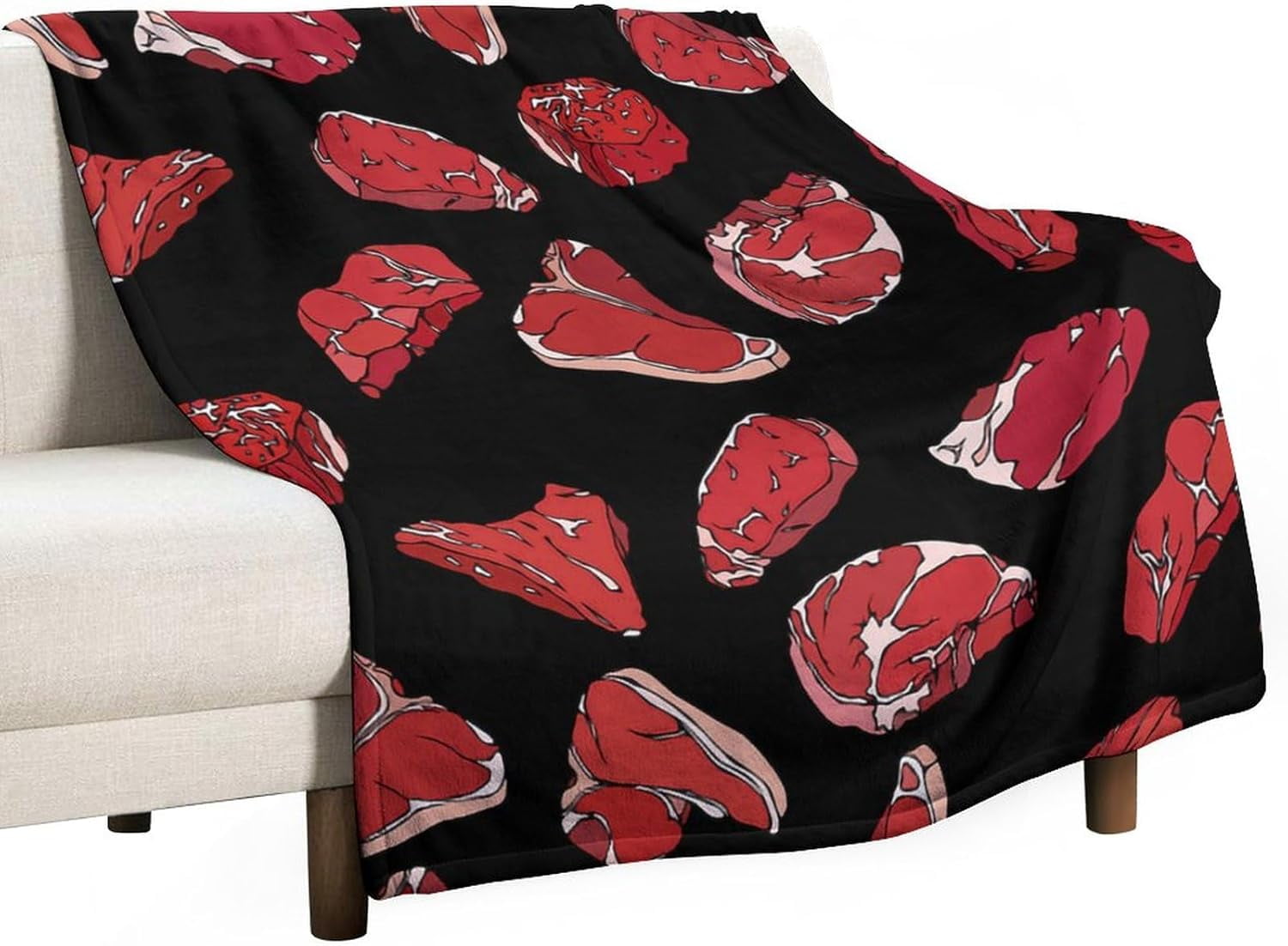 Throw Blanket - Beef Steaks Meat Cuts Chalk Boar1 Blanket Soft Flannel ...