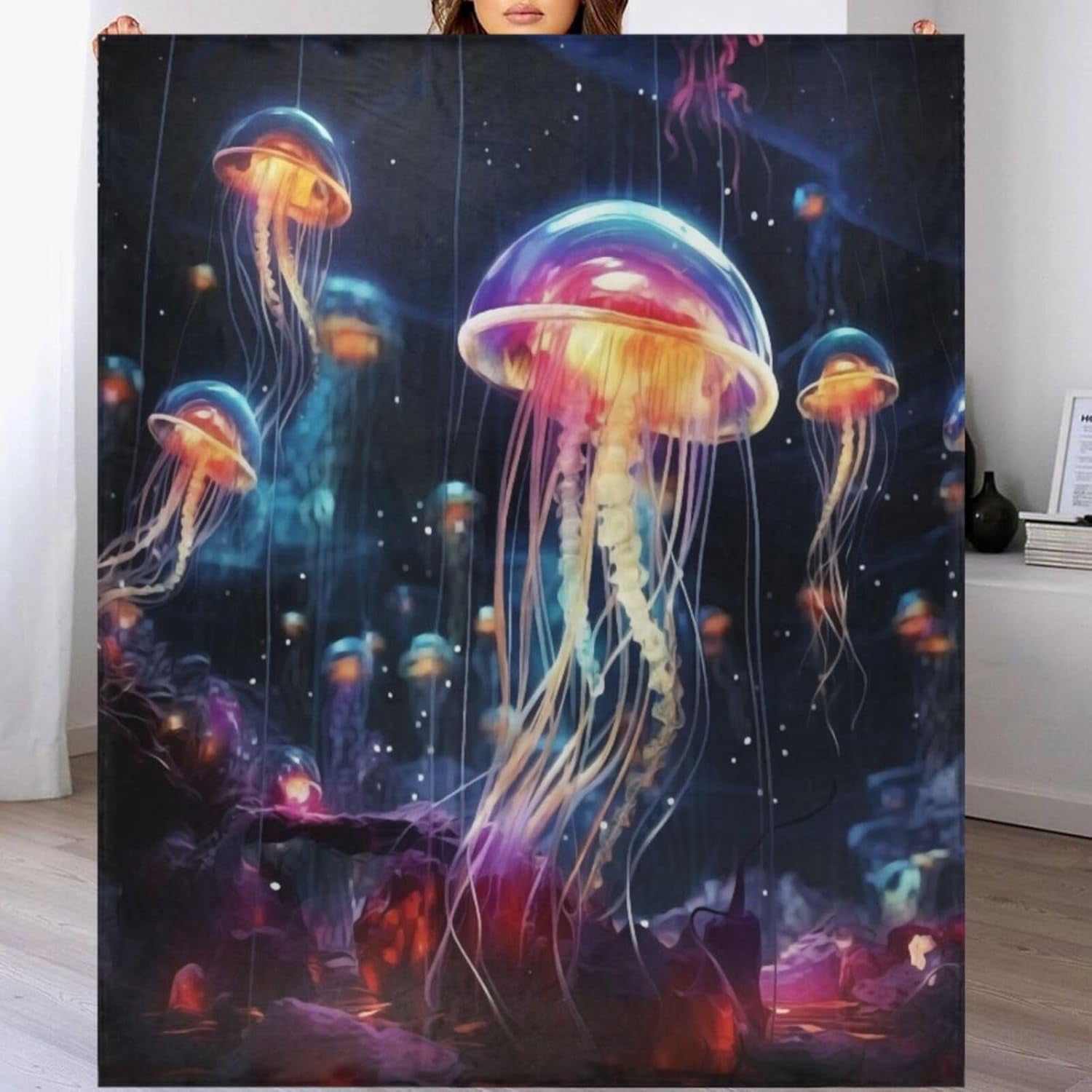 Throw Blanket for Couch 50x60 Inches Artistic Jellyfishes Soft Cozy ...