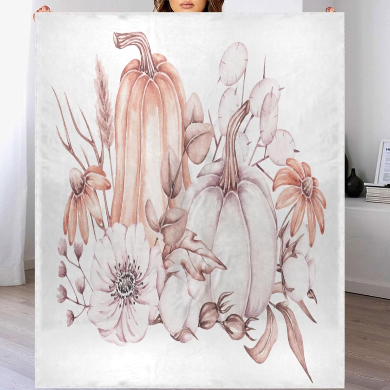 Throw Blanket for Couch 50x60 Inches Pink Pumpkins Autumn Soft Cozy ...