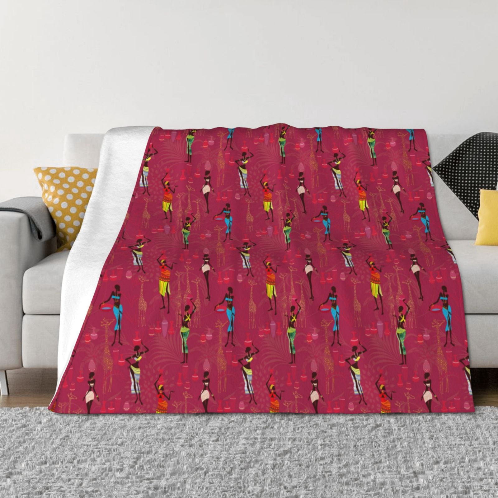 Throw Blanket for Couch African Women Bearing Clay Pots Super Soft ...