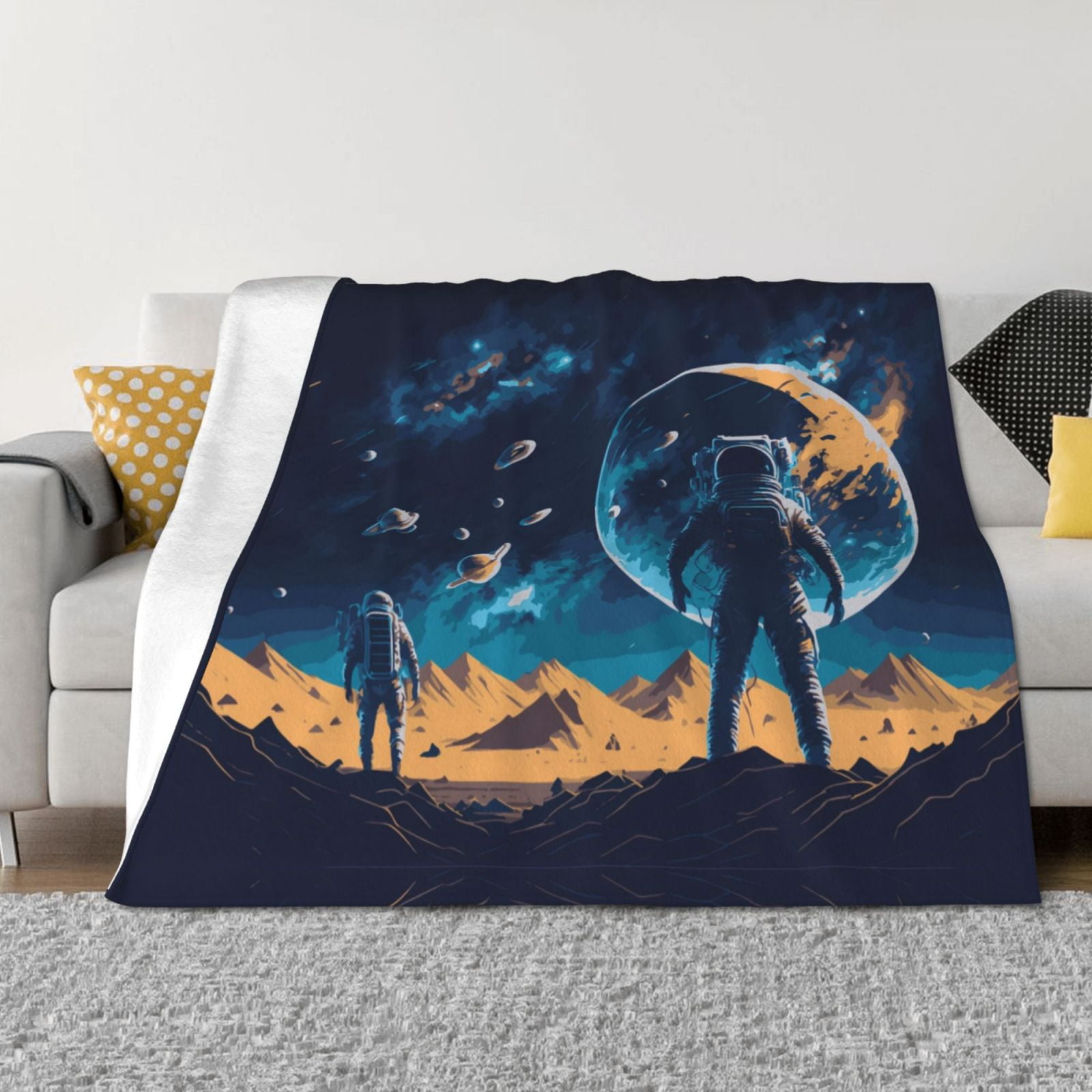 Throw Blanket for Couch - Astronaut In A Space Suit On The Planet Super ...