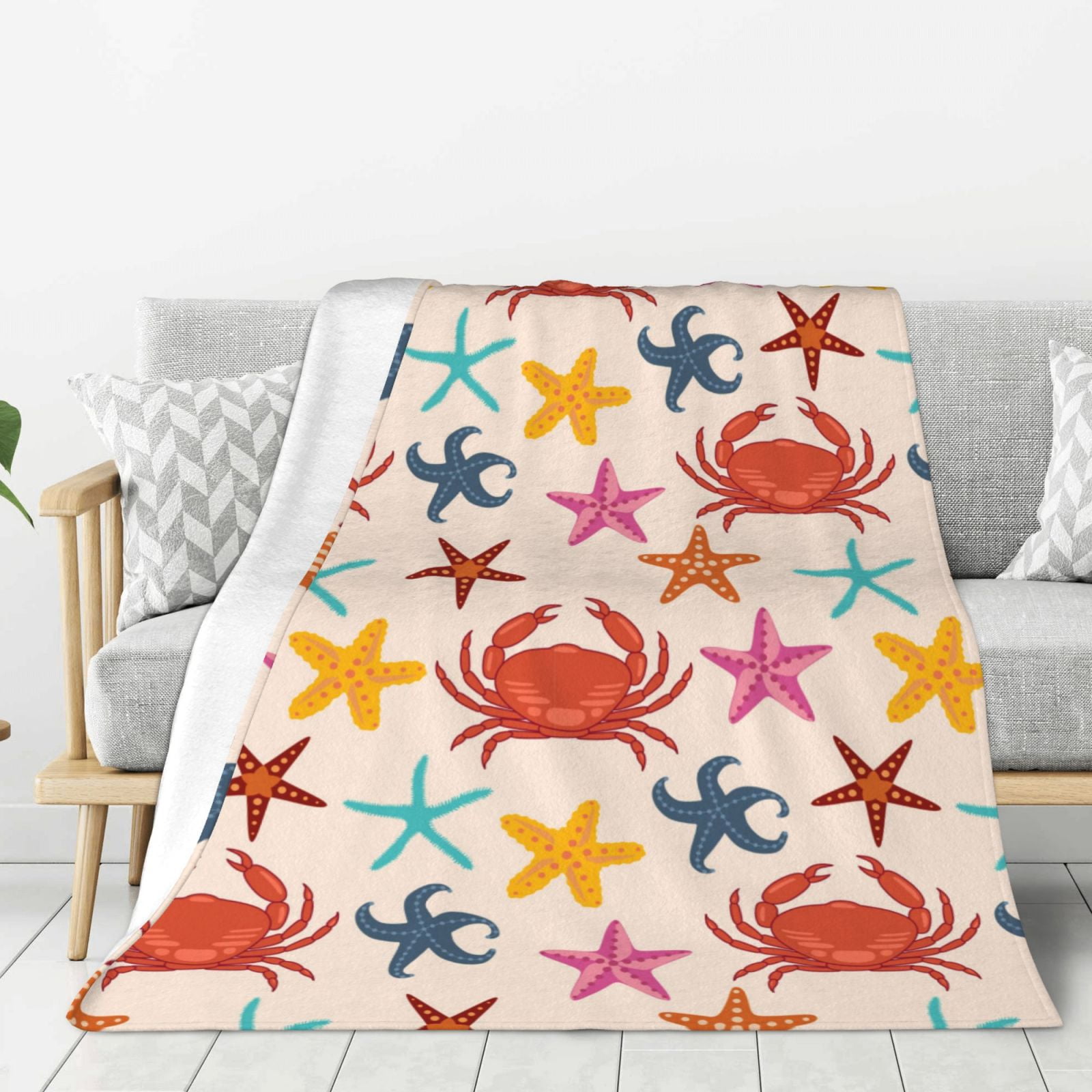 Throw Blanket for Couch Bed and Sofa, Crabs And Seastars Super Cozy ...