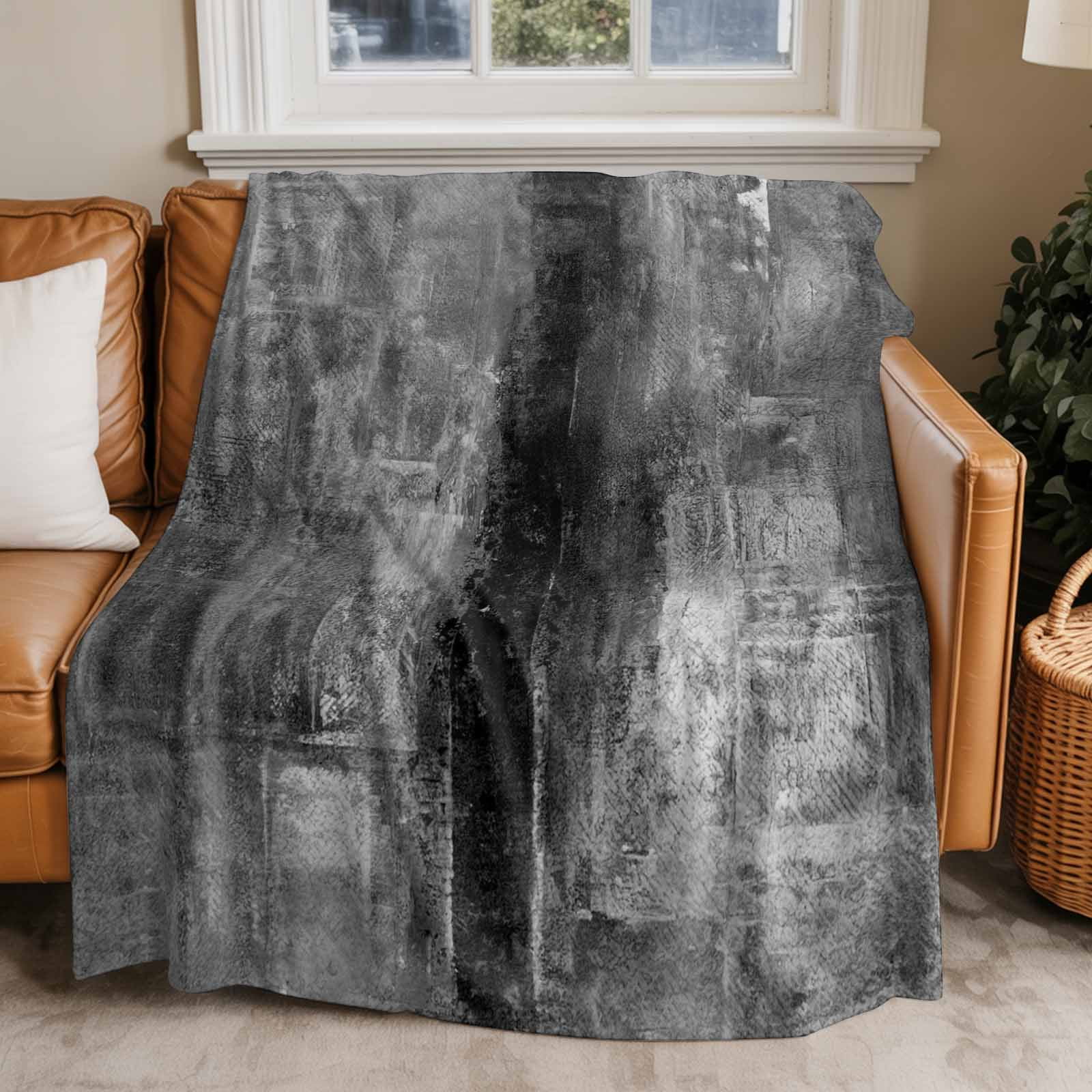 Throw Blanket for Couch Black Paint Soft Fleece Flannel Blankets Cozy ...