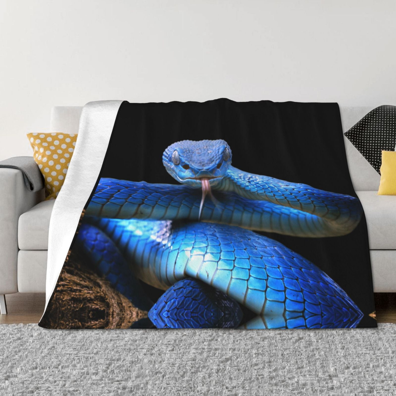 Throw Blanket for Couch - Blue Viper Snake k Super Soft Lightweight ...