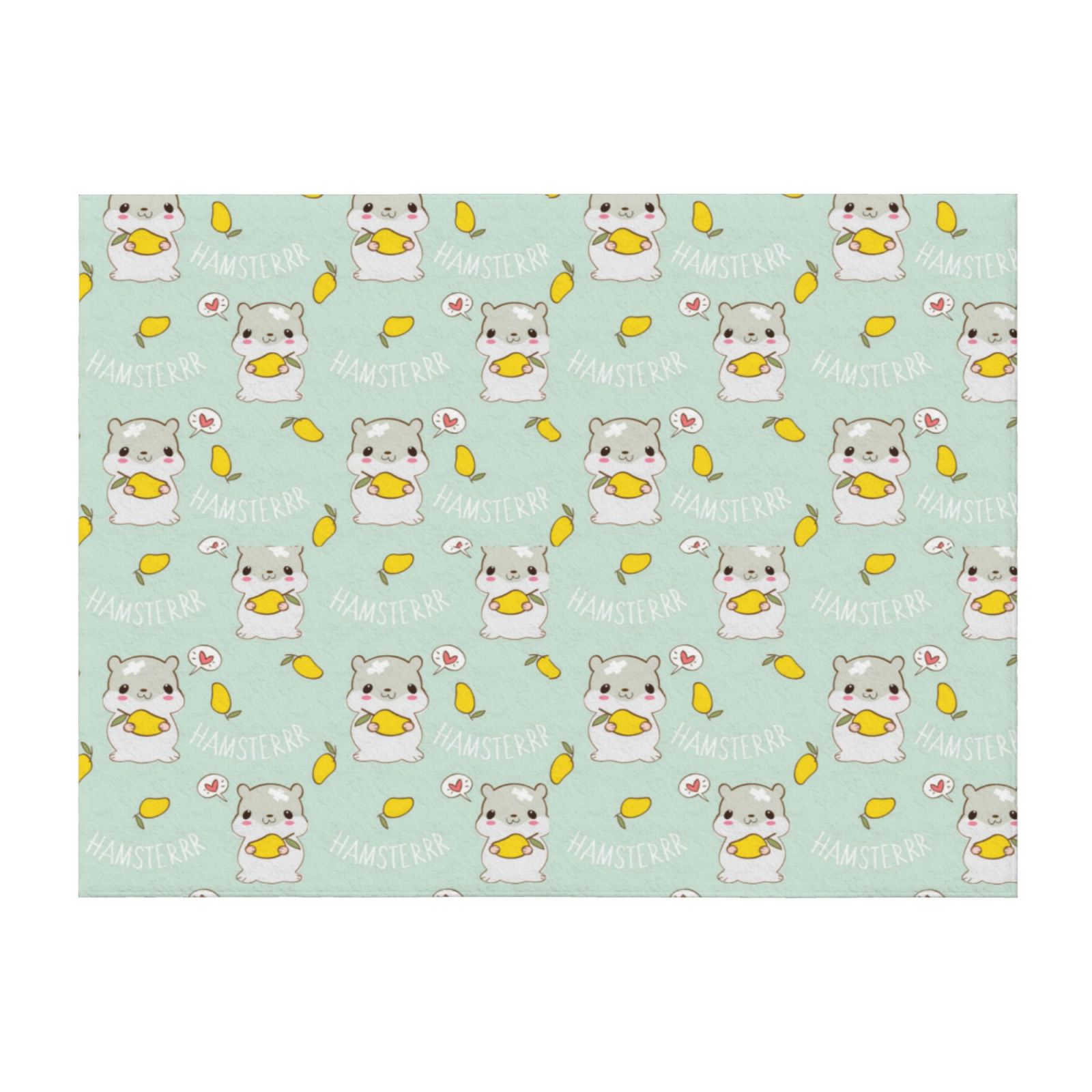 Throw Blanket for Couch, Cartoon Cute Hamster Mango Green Super Soft ...