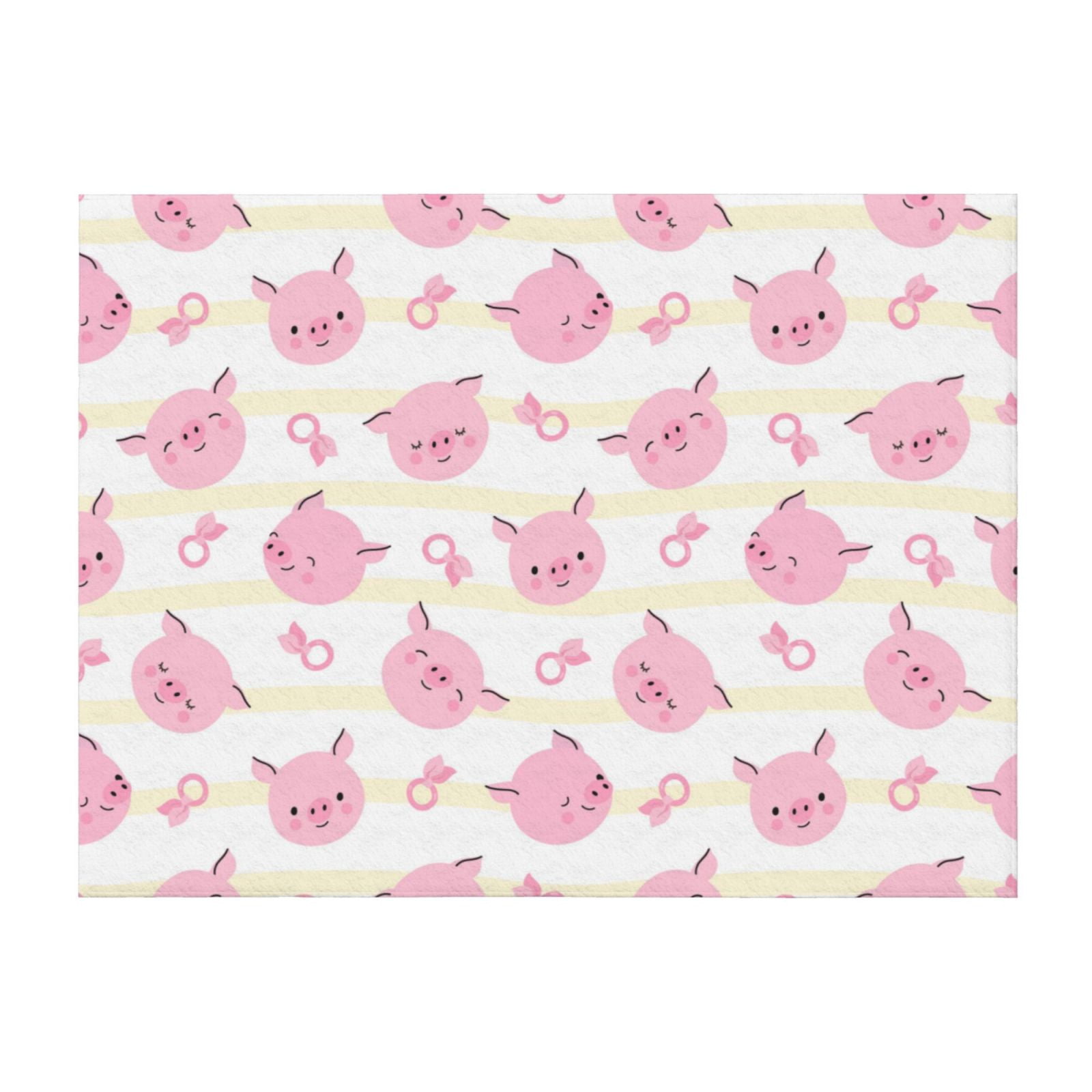 Throw Blanket for Couch - Cartoon Striped Pink Pig Cute Super Soft ...