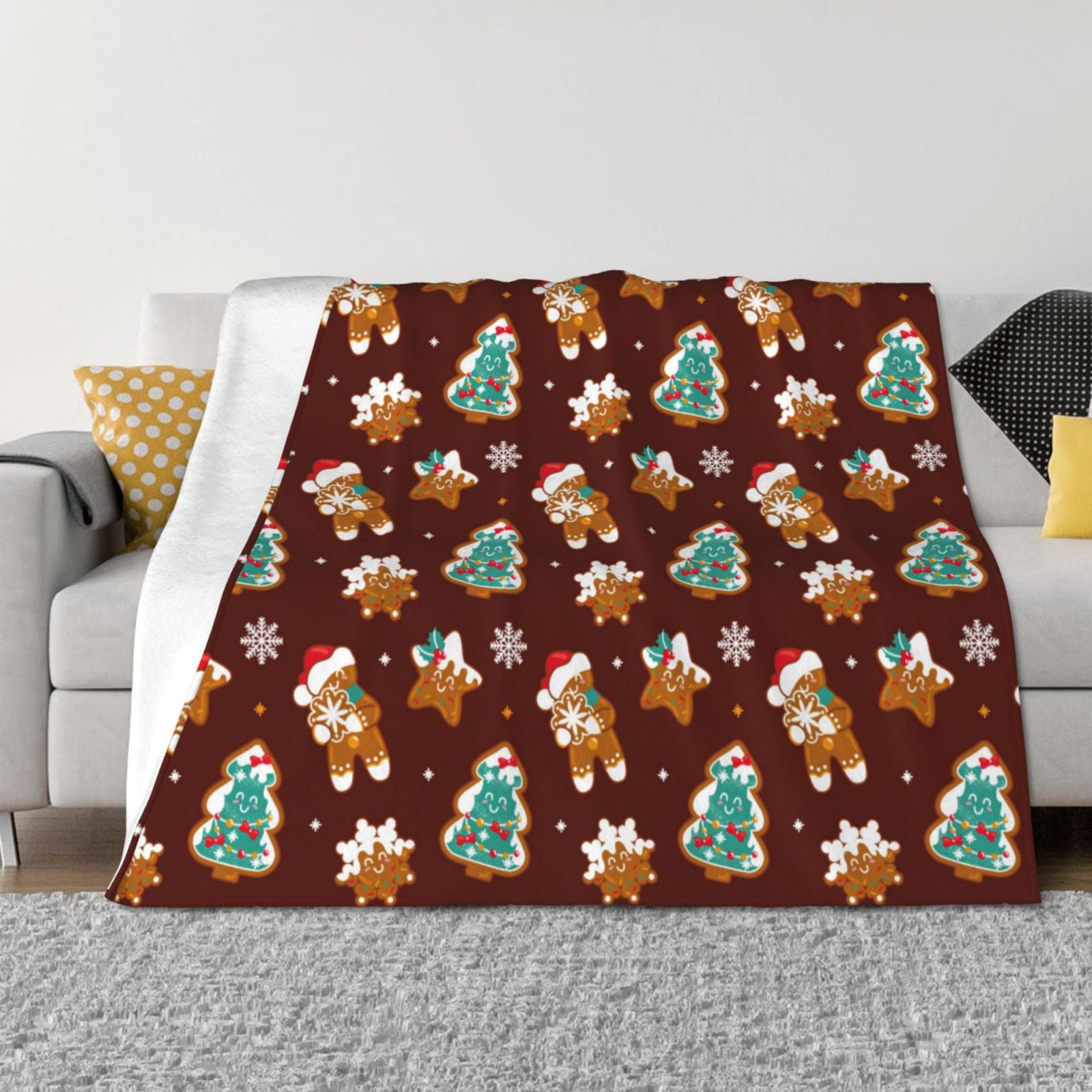 Throw Blanket for Couch Christmas Gingerbread Super Soft Fuzzy Comfy ...