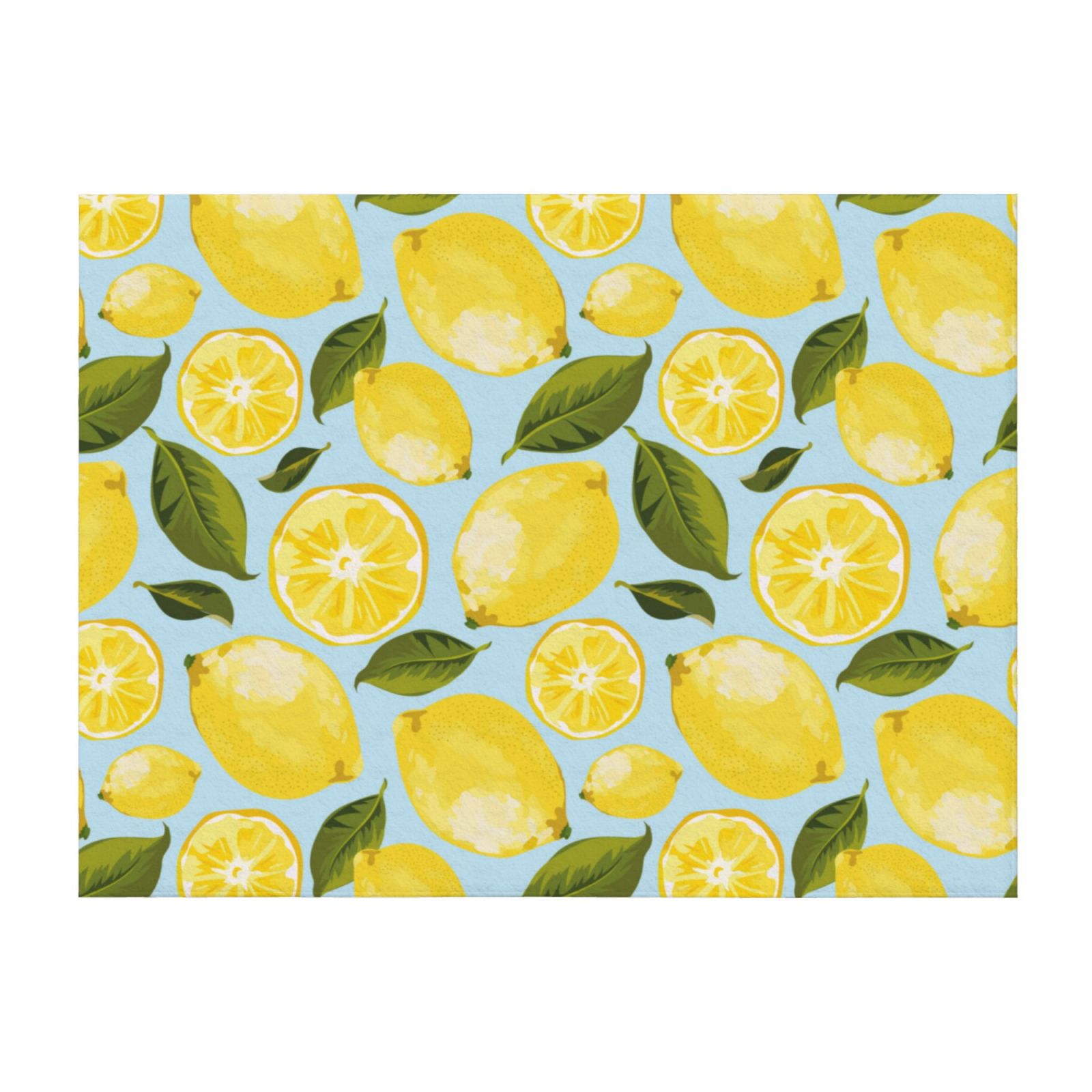 Throw Blanket for Couch - Cute Lemon Leaves Blue Super Soft Lightweight ...