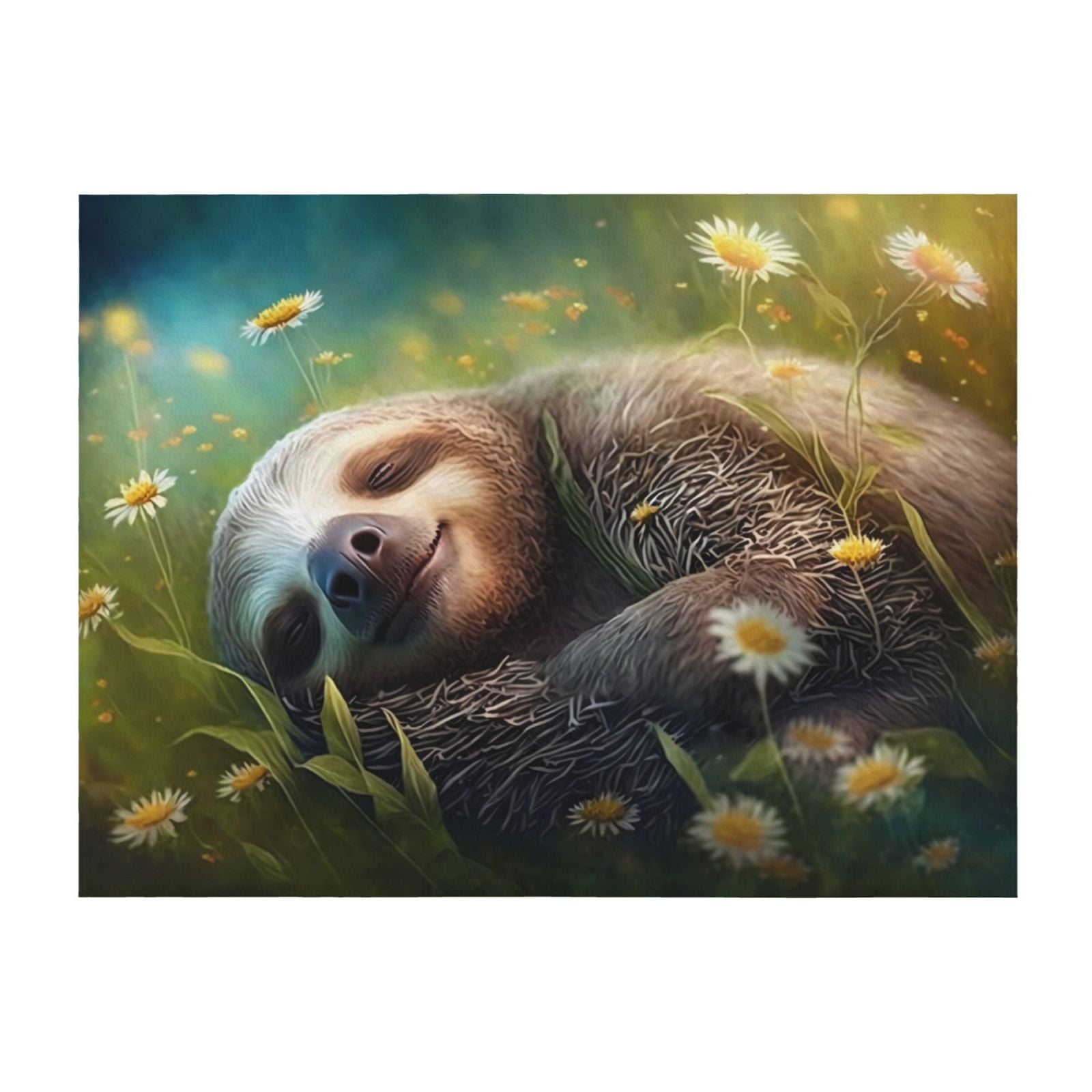 Throw Blanket for Couch - Daisy Sleeping Sloth Super Soft Fuzzy Comfy ...