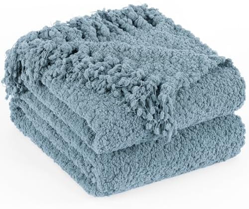 Throw Blanket for Couch, Dusty Blue Luxury Knitted Throws 50"x60 ...