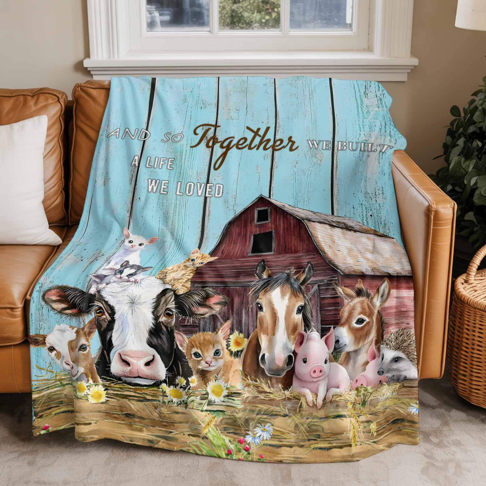 Throw Blanket for Couch Farm Animal Soft Fleece Flannel Blankets Cozy ...