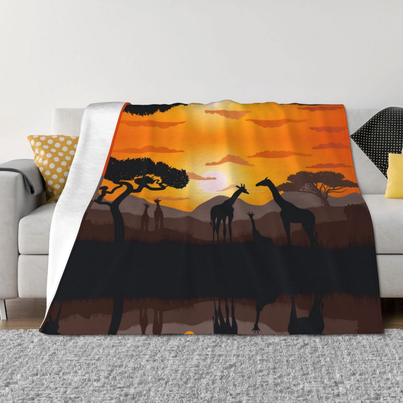 Throw Blanket for Couch, Giraffes Of The African Savannah Soft Comfy ...