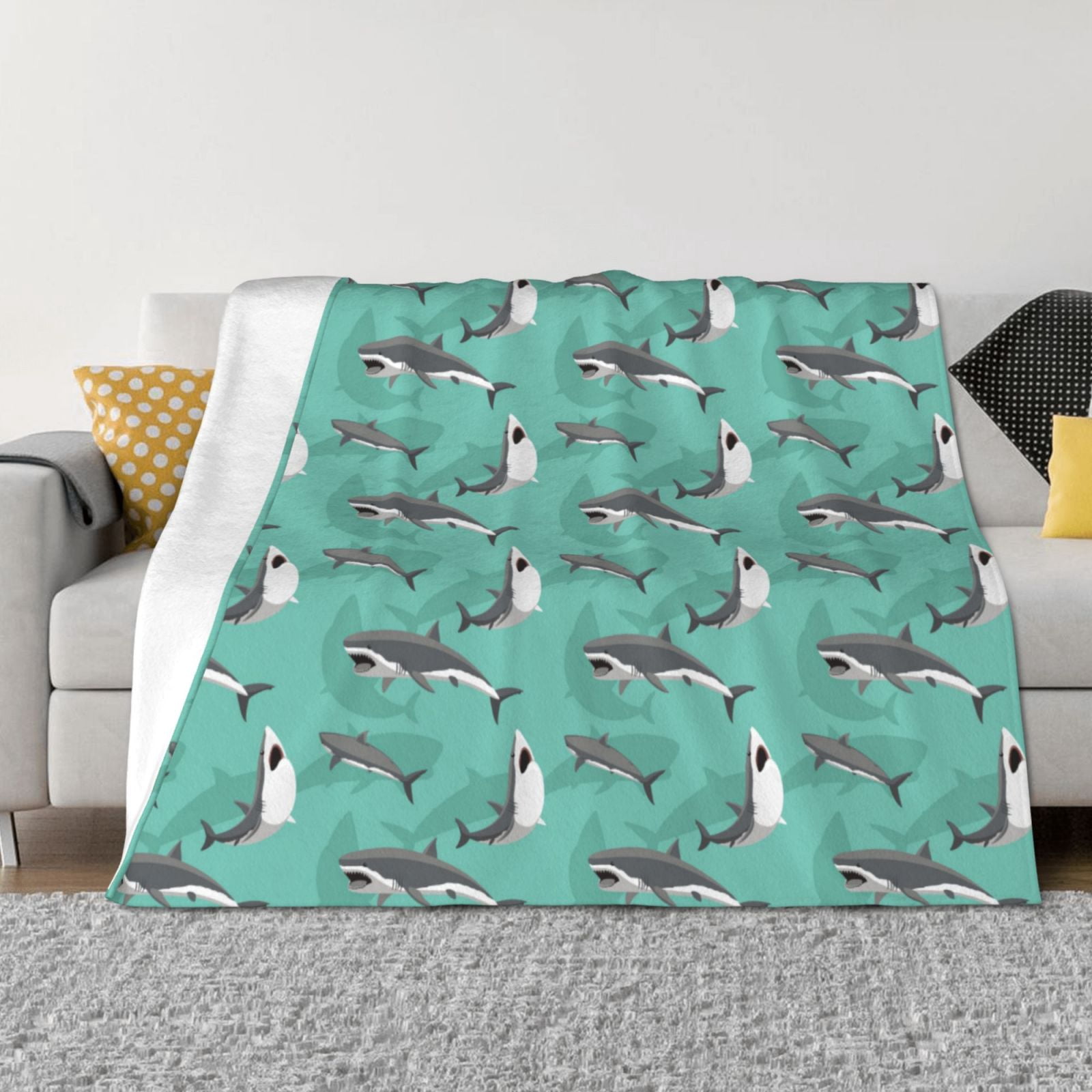 Throw Blanket for Couch - Great White Shark Super Soft Lightweight Cozy ...