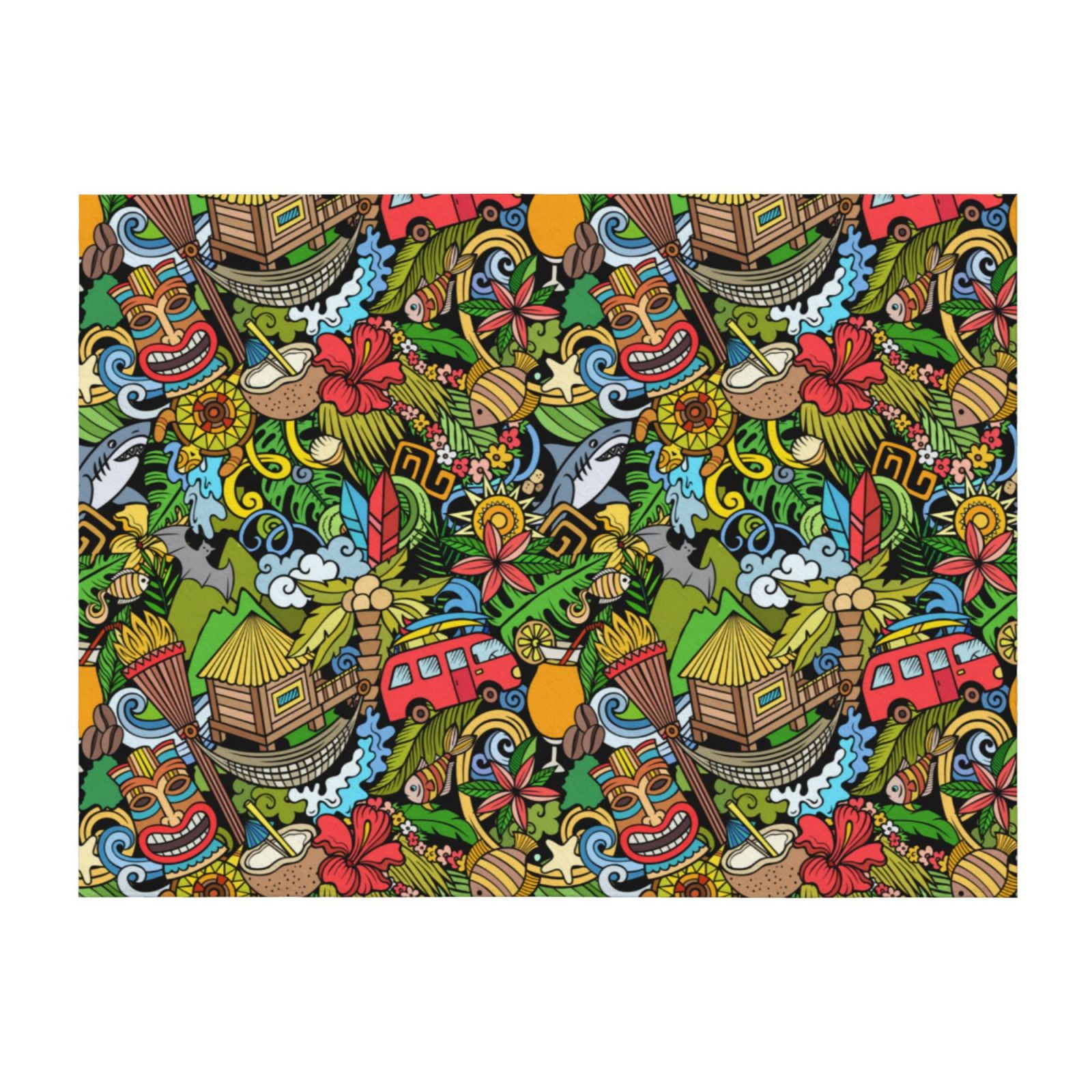 Throw Blanket for Couch Hawaiian Culture Symbols 1 Super Soft Fuzzy ...