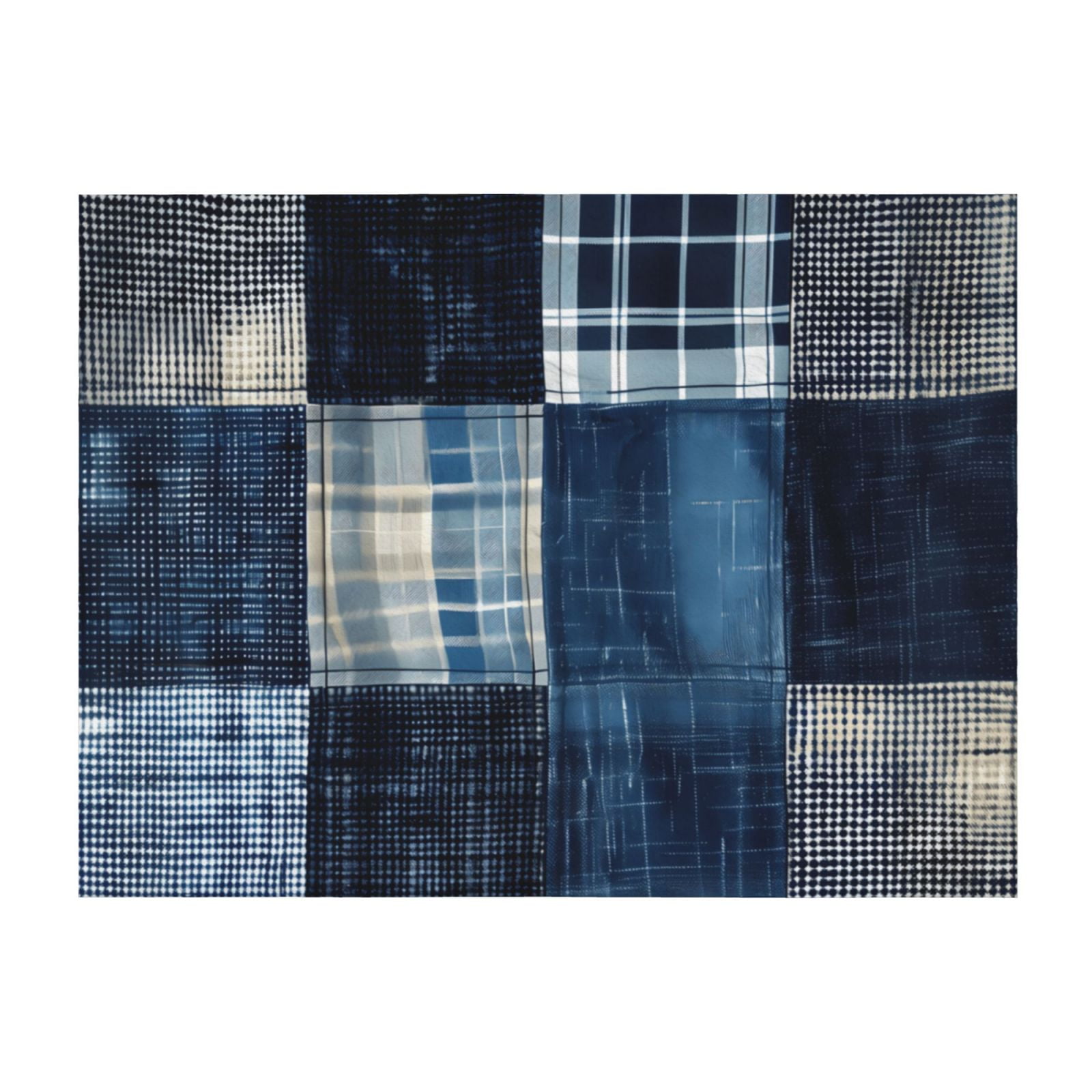 Throw Blanket for Couch - Indigo Patchwork Quilt Super Soft Lightweight ...