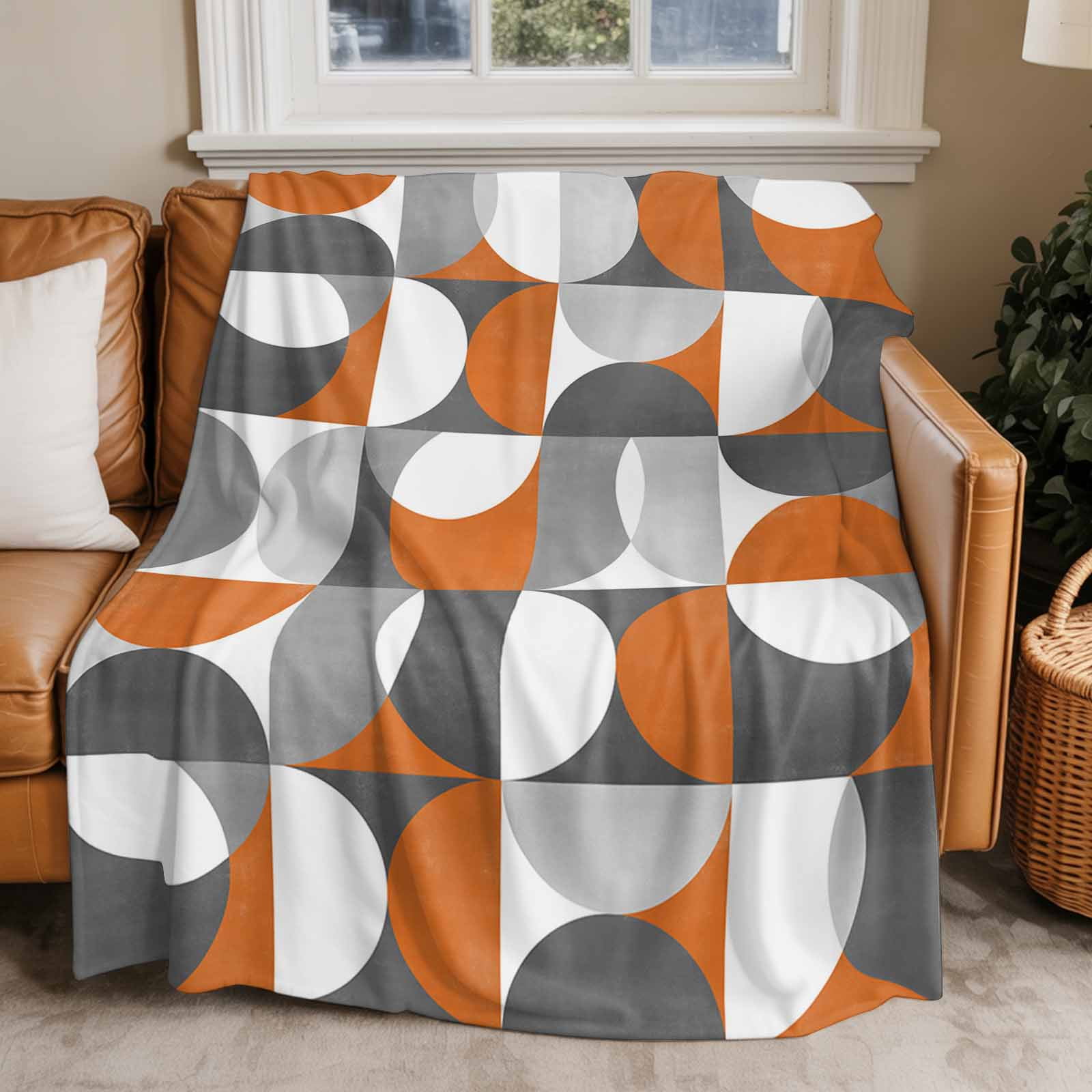 Throw Blanket for Couch Mid Century Geometric Soft Fleece Flannel ...