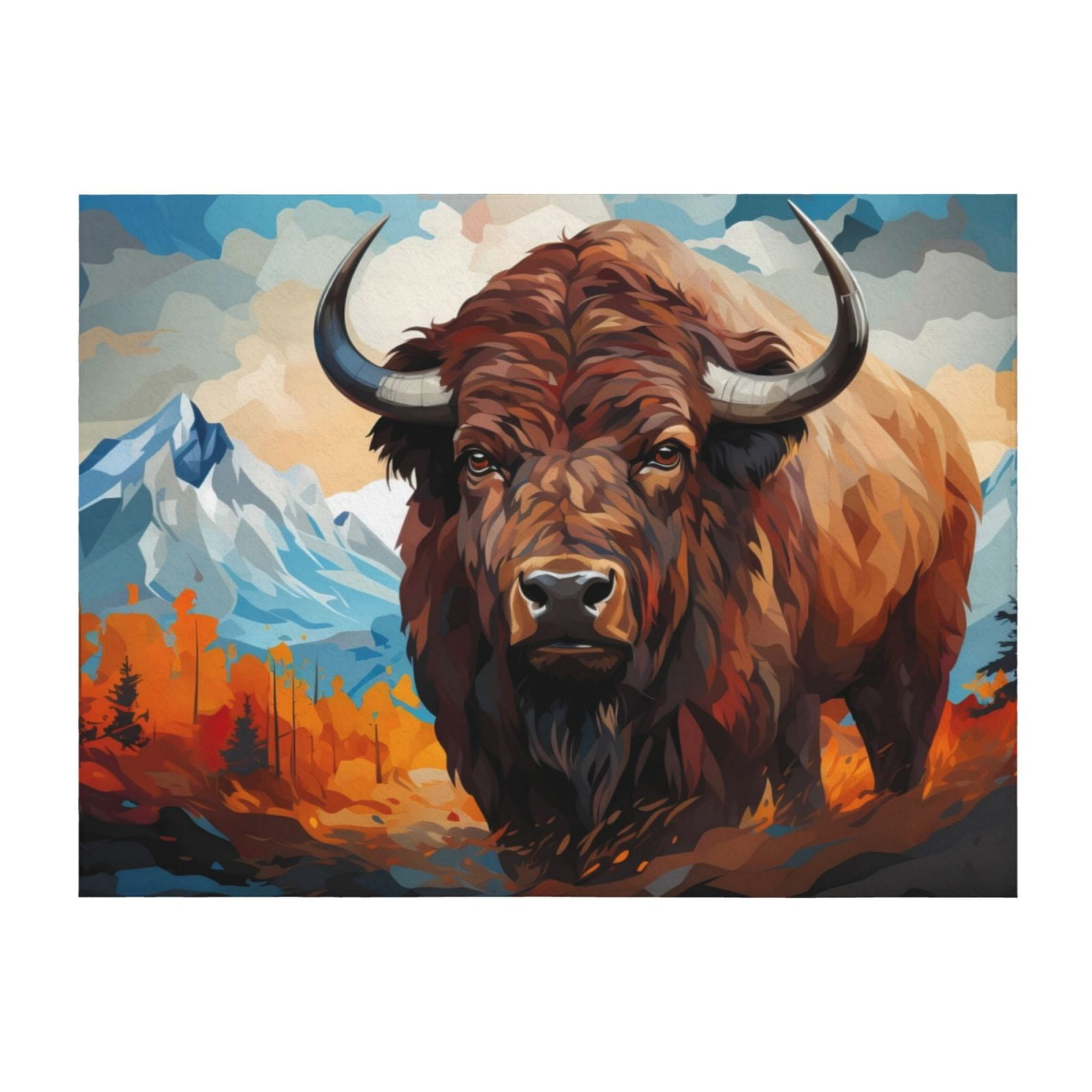 Throw Blanket for Couch, Oil Painting Style Iceberg Yak Super Soft ...